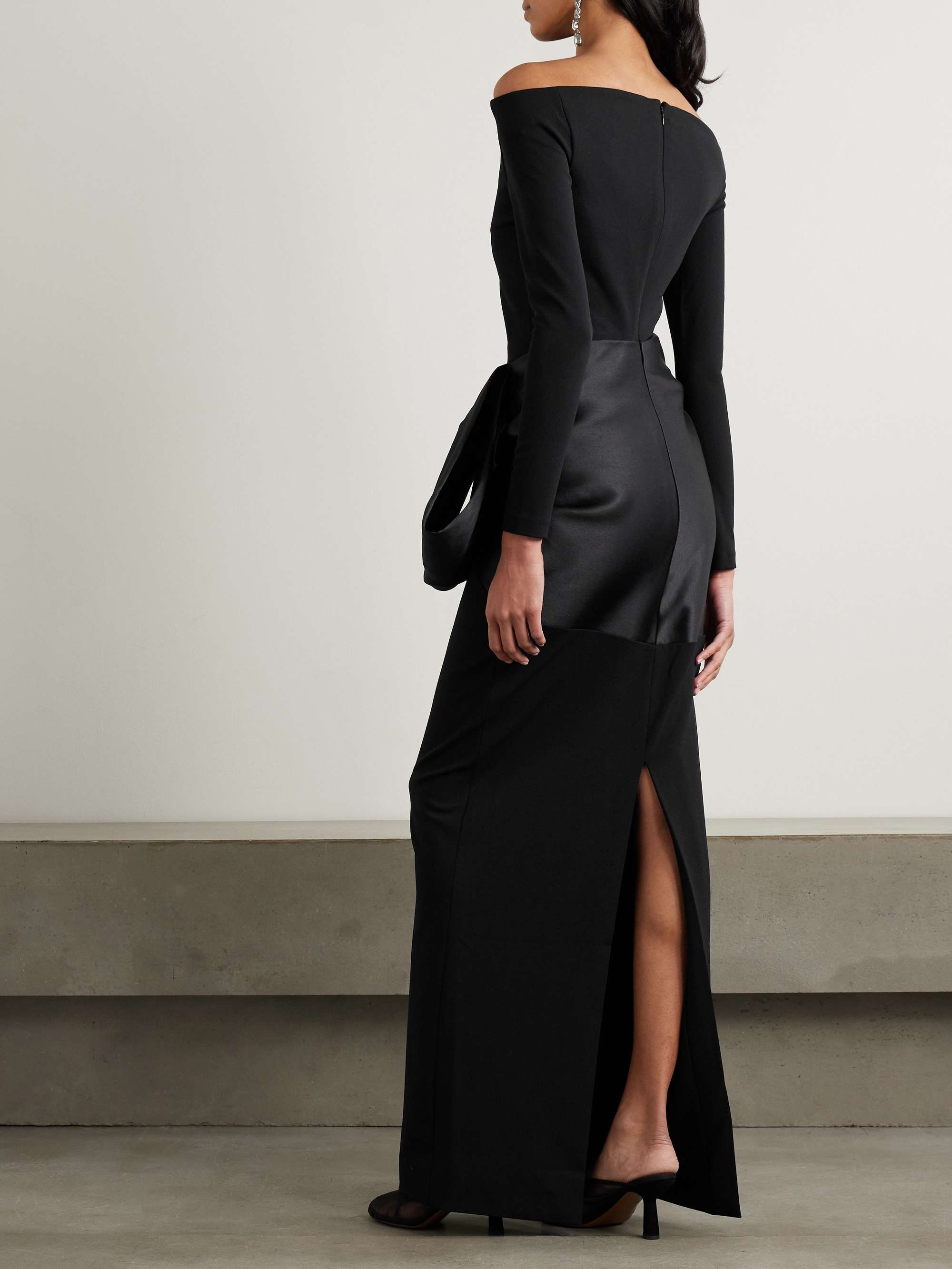 SOLACE LONDON Kori off-the-shoulder faille-trimmed crepe gown | NET-A ...