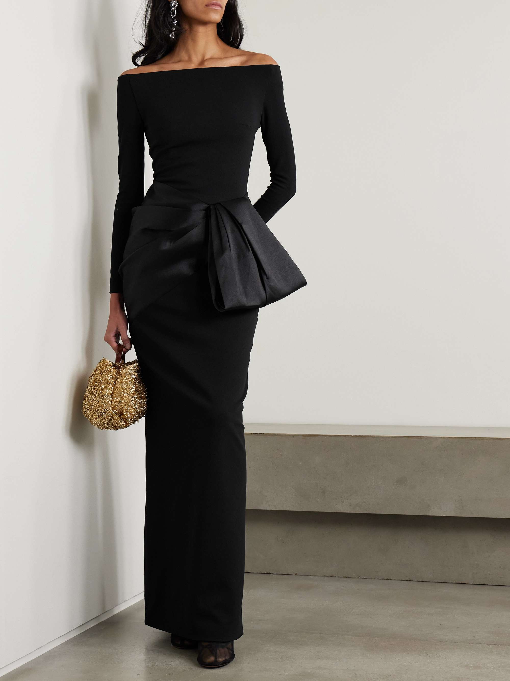 SOLACE LONDON Kori off-the-shoulder faille-trimmed crepe gown | NET-A ...