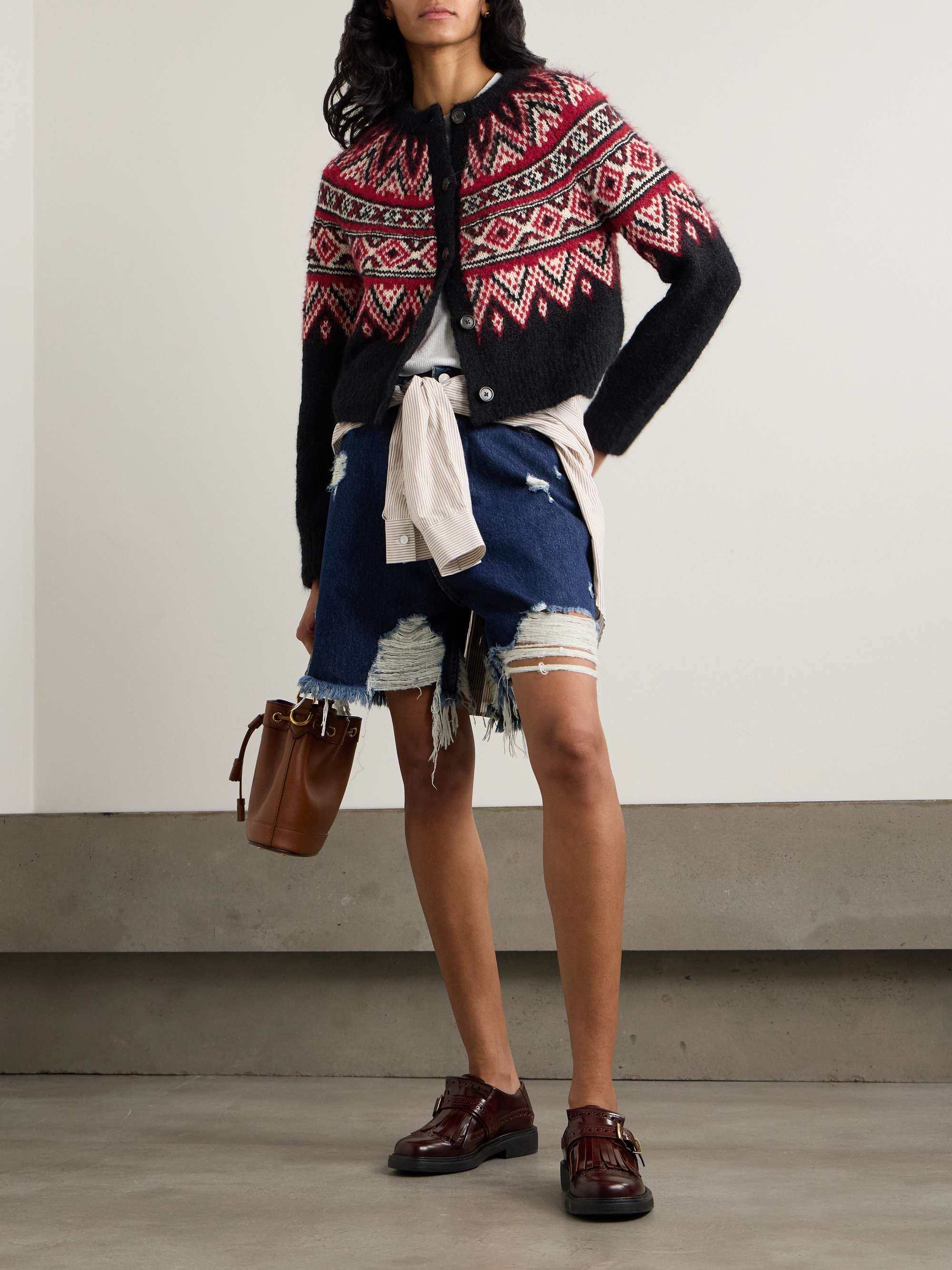 POLO RALPH LAUREN Cropped intarsia-knit alpaca-blend cardigan | NET-A ...