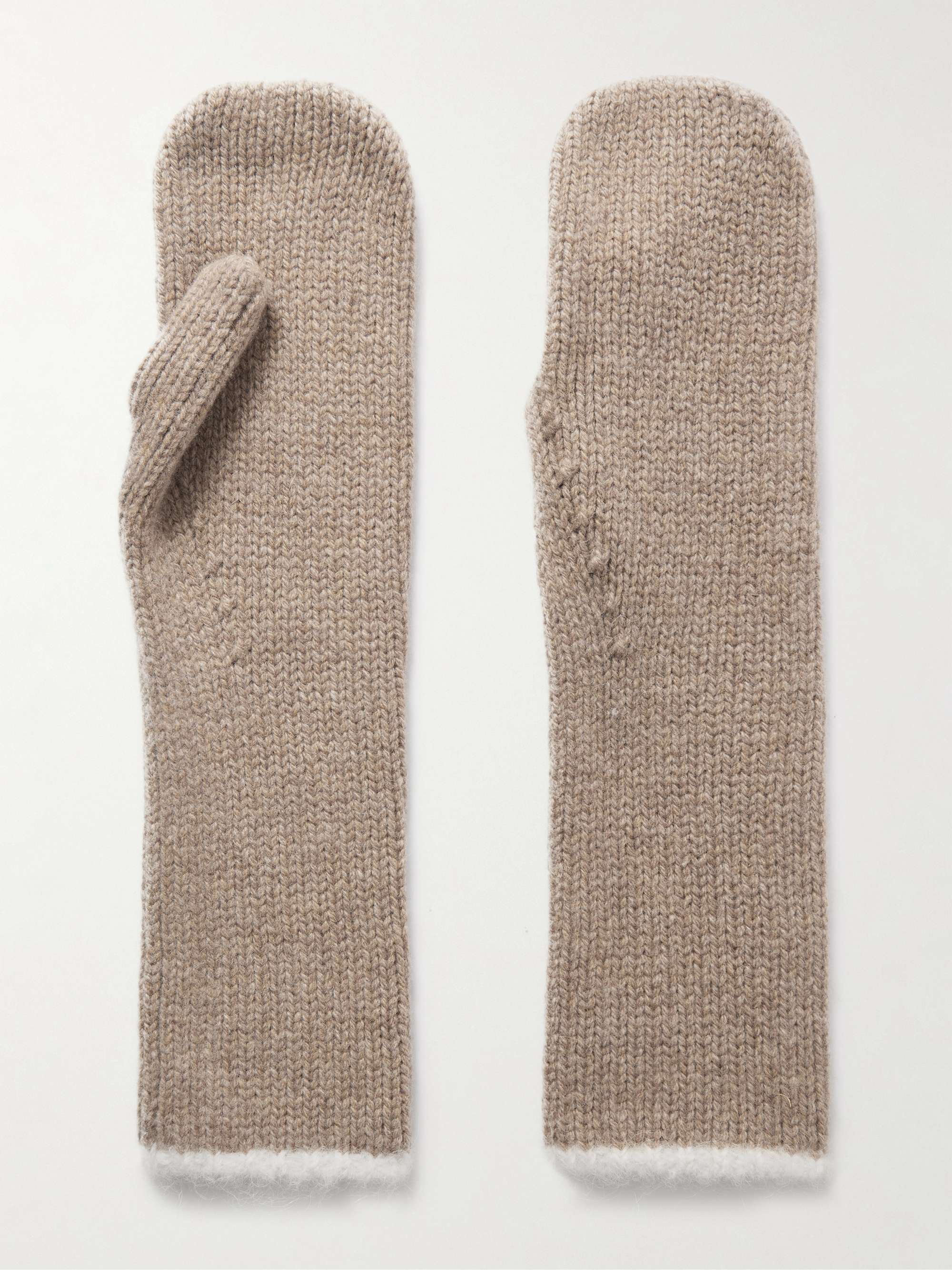 TOTEME Two-tone wool-blend mittens | NET-A-PORTER
