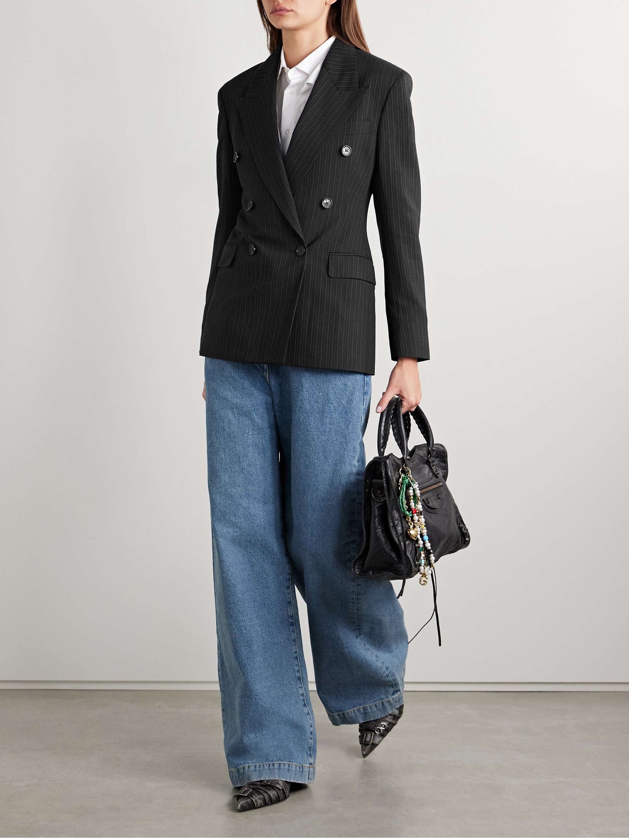 ACNE STUDIOS Double-breasted pinstriped wool and cotton-blend blazer | NET-A-PORTER