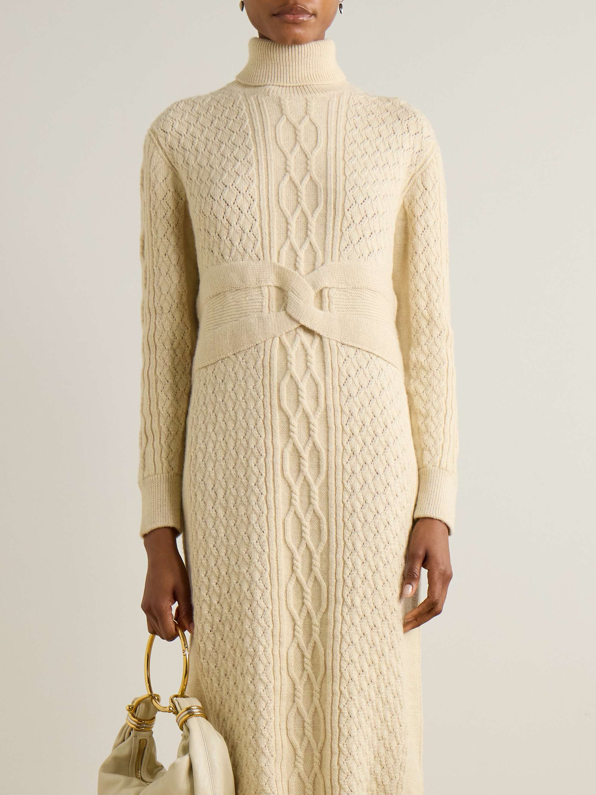 NET-A-PORTER FOR THE KING’S FOUNDATION Cable-knit wool turtleneck midi ...