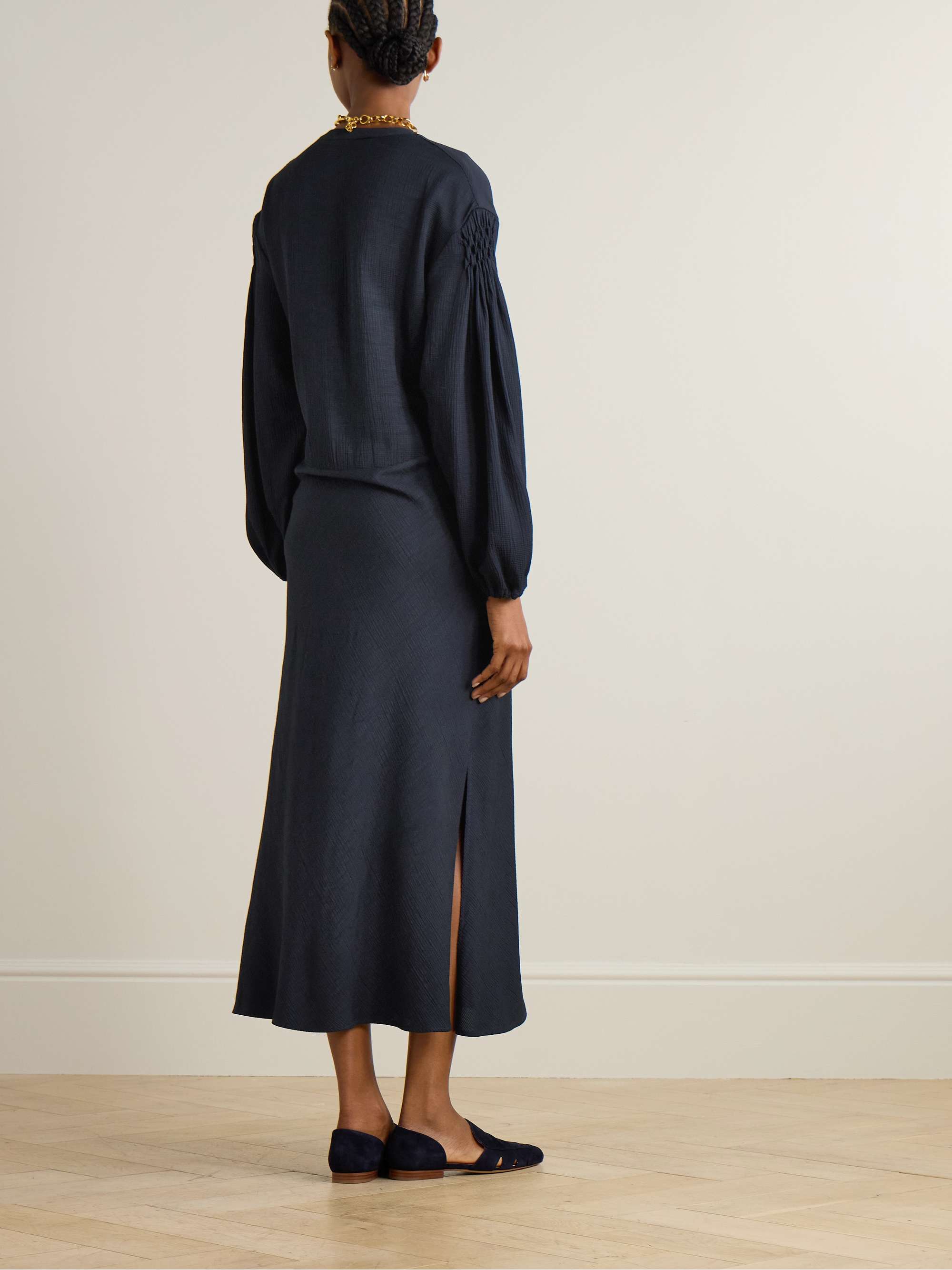 NET-A-PORTER FOR THE KING’S FOUNDATION Smocked LENZING™ ECOVERO™, ENKA ...