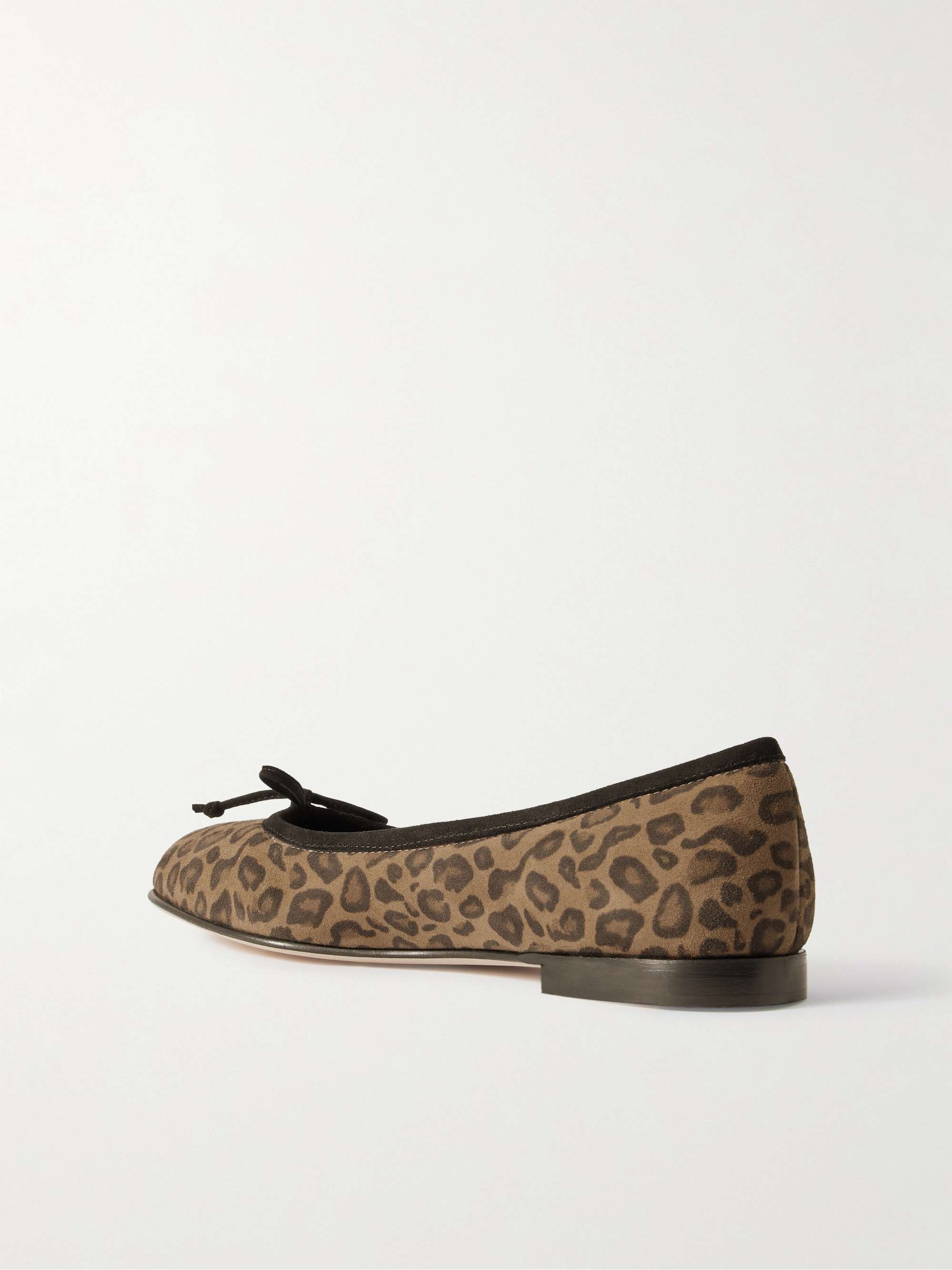 MANOLO BLAHNIK Veralli bow-detailed leopard-print suede ballet flats ...