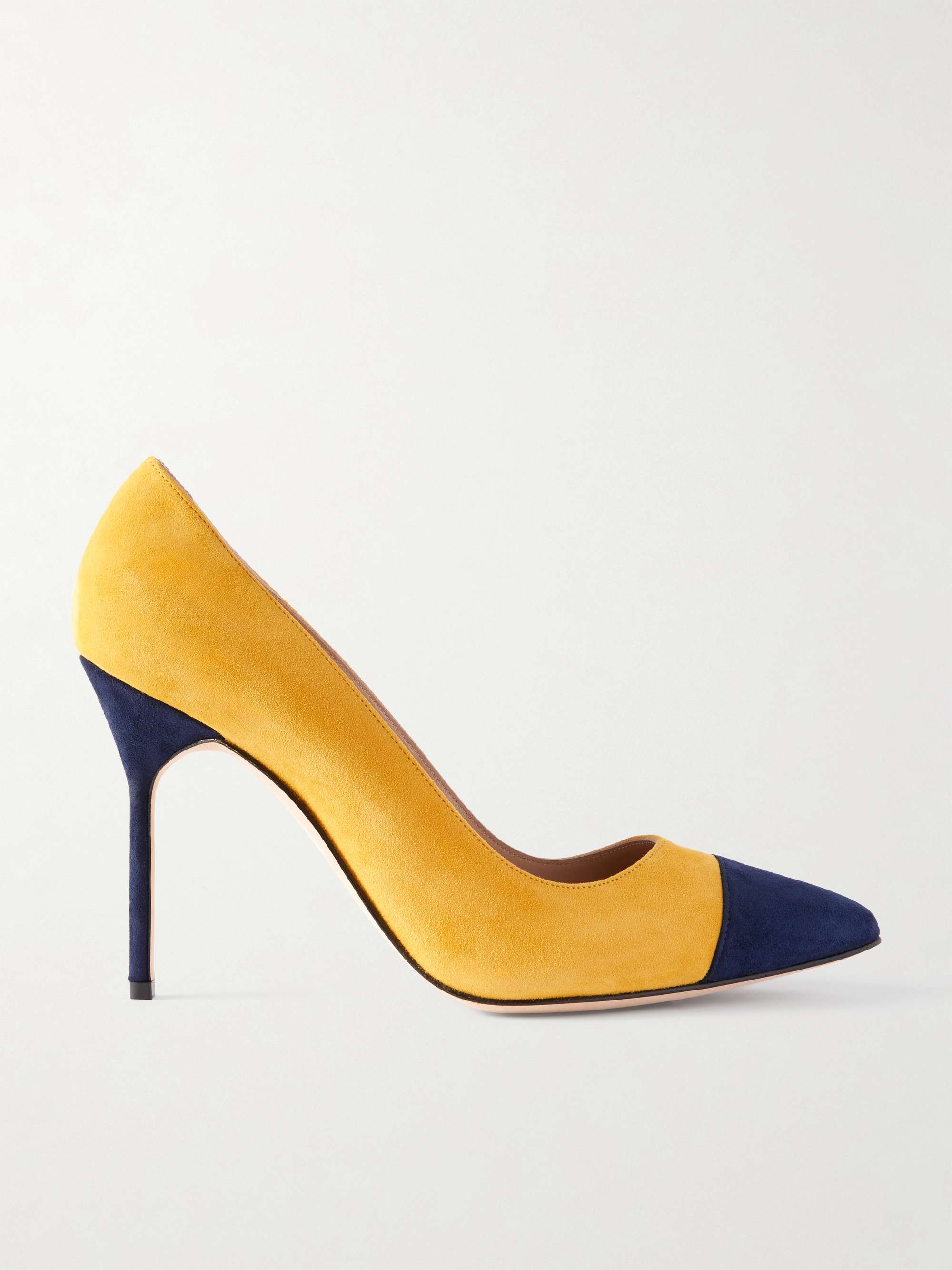 MANOLO BLAHNIK Capcour 105 two-tone suede point-toe pumps | NET-A-PORTER