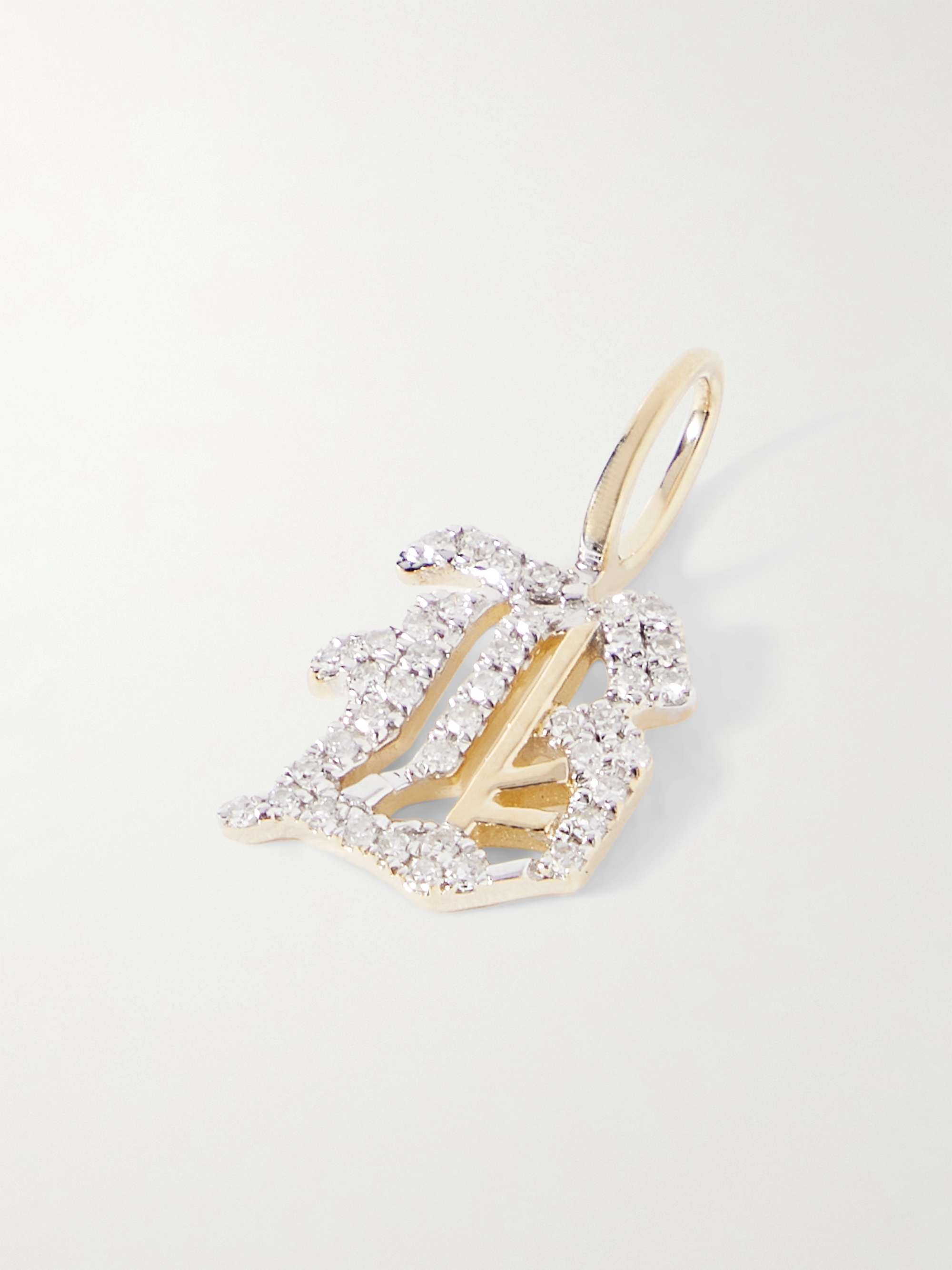 STONE AND STRAND Gothic Initial 14-karat gold diamond pendant | NET-A ...