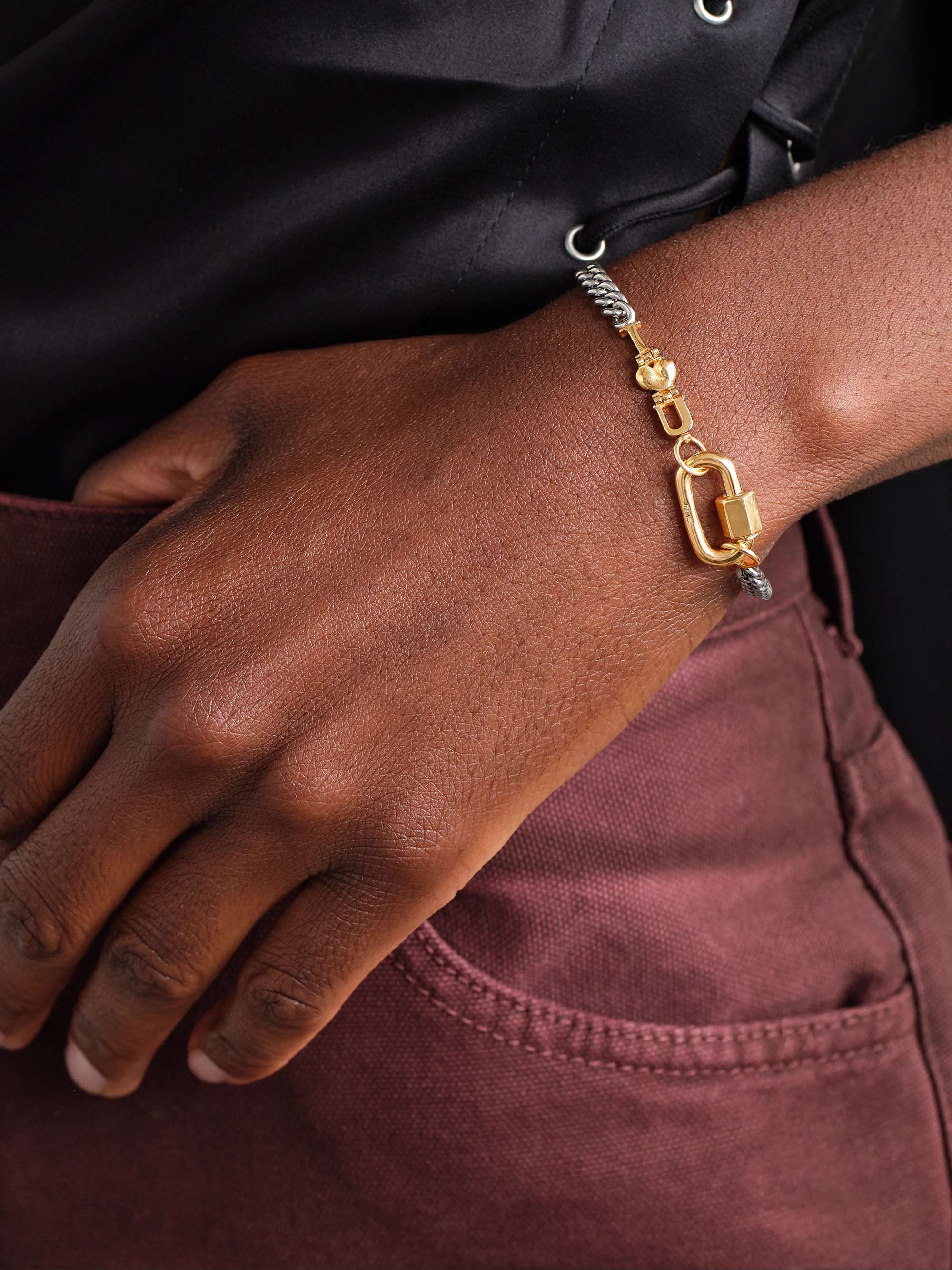 MARLA AARON Curb Talking + Chubby Babylock silver and 14-karat yellow ...