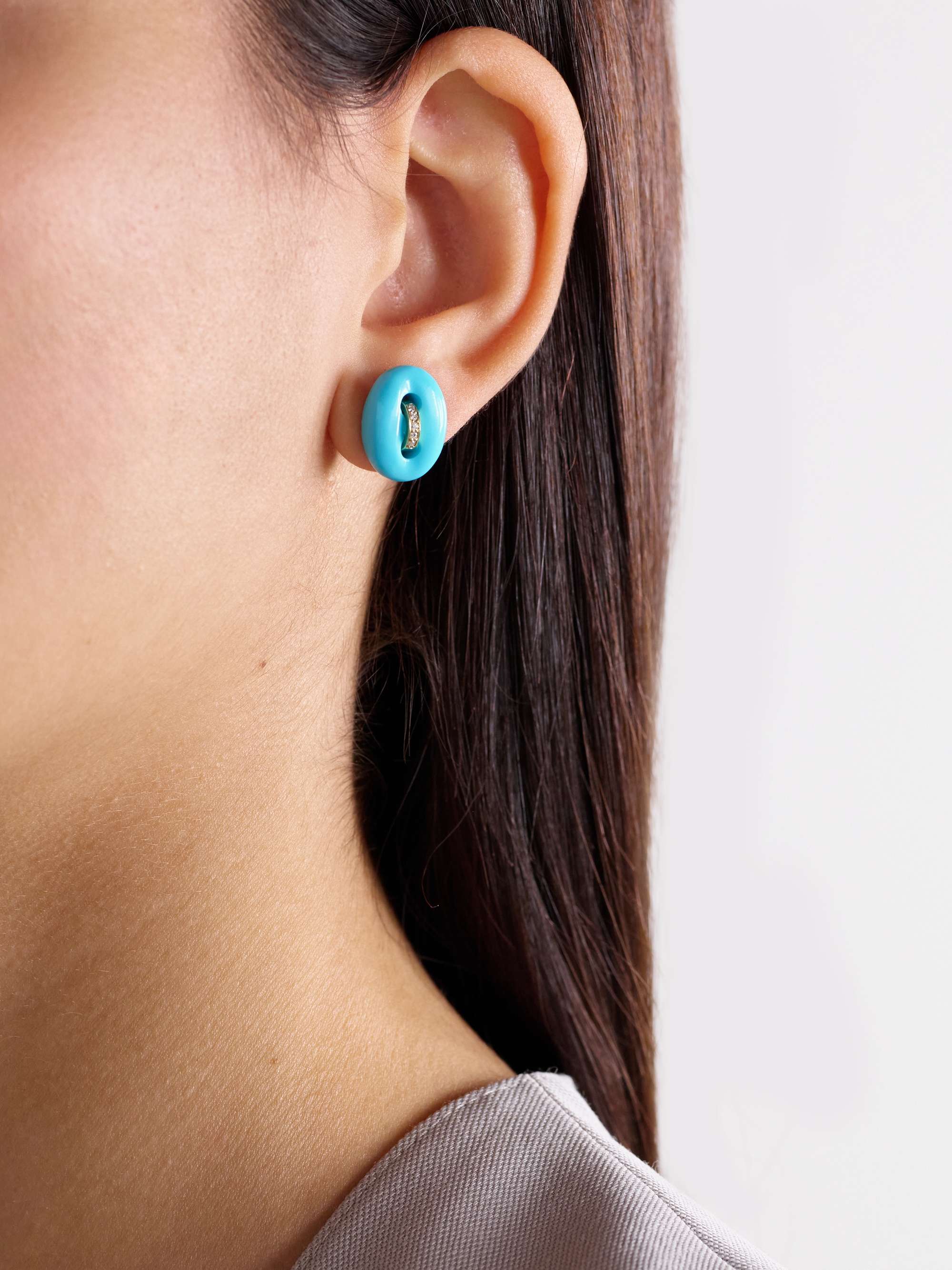 마리너 18K 골드 터쿼이즈 다이아몬드 이어링 | JENNA BLAKE | 네타포르테