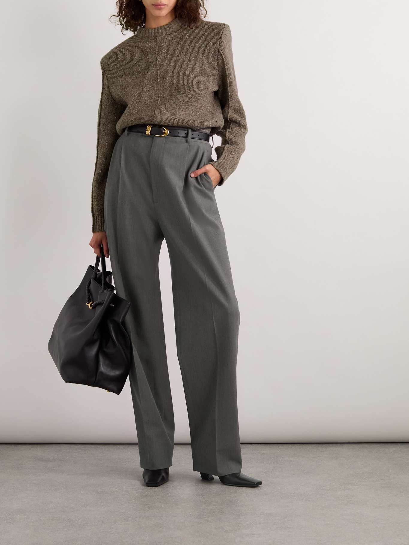 BOTTEGA VENETA Pleated wool-blend straight-leg pants | NET-A-PORTER