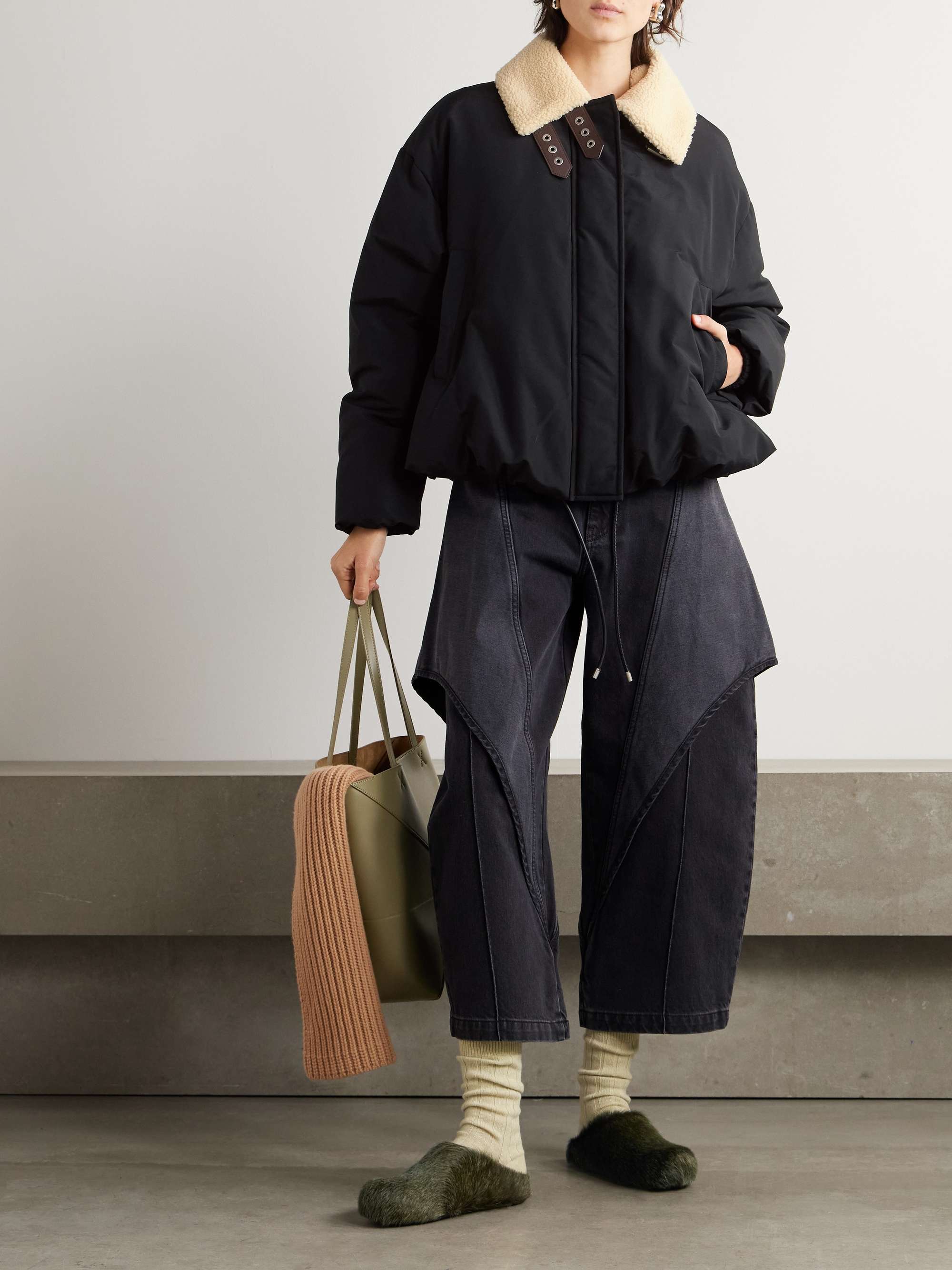 LOEWE Shearling-trimmed cotton-blend shell jacket | NET-A-PORTER