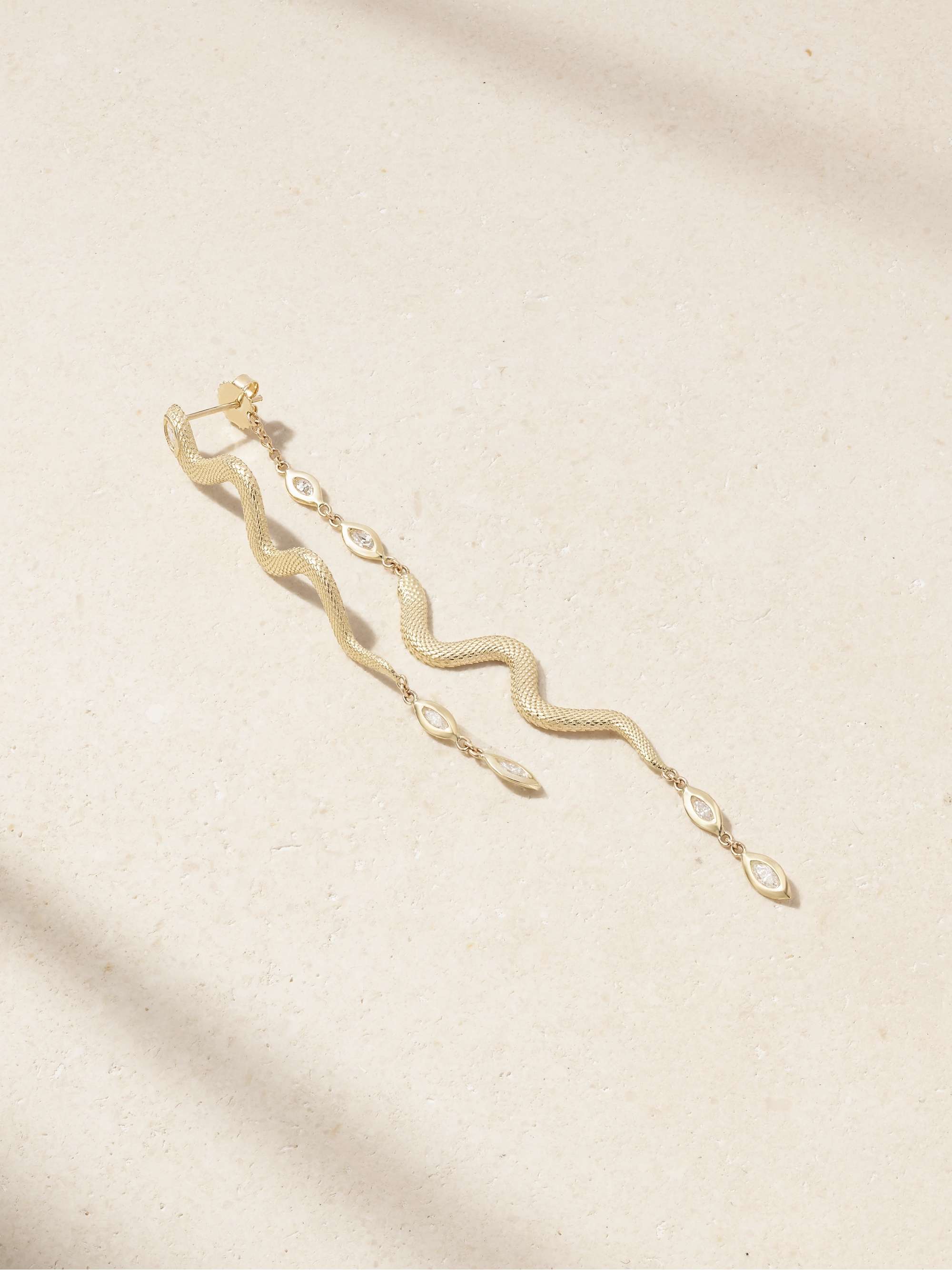 JACQUIE AICHE Slithering Snakes 14-karat gold diamond single earring | NET-A-PORTER