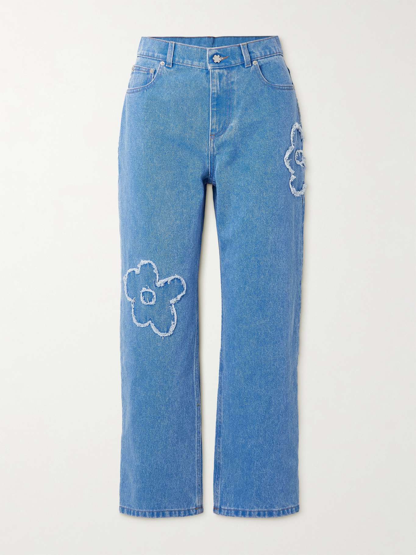MARNI Cropped appliquéd mid-rise straight-leg jeans | NET-A-PORTER
