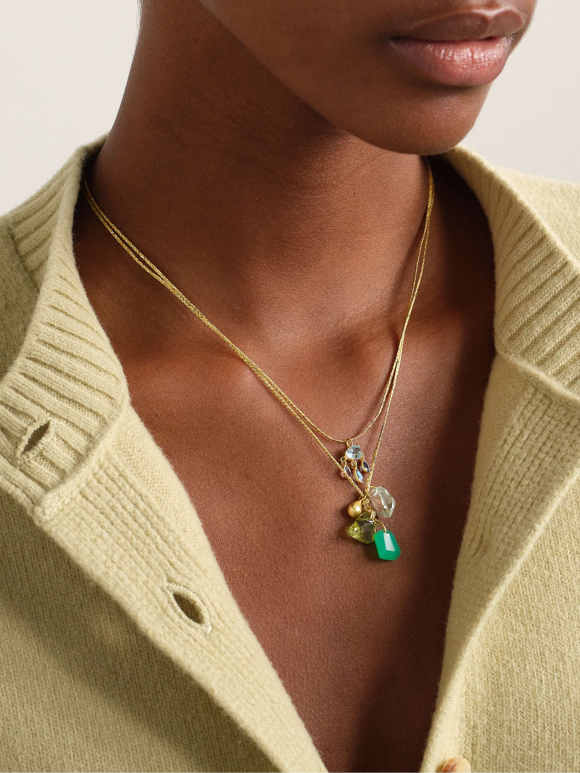 PIPPA SMALL 18-karat gold, cord and multi-stone necklace | NET-A-PORTER