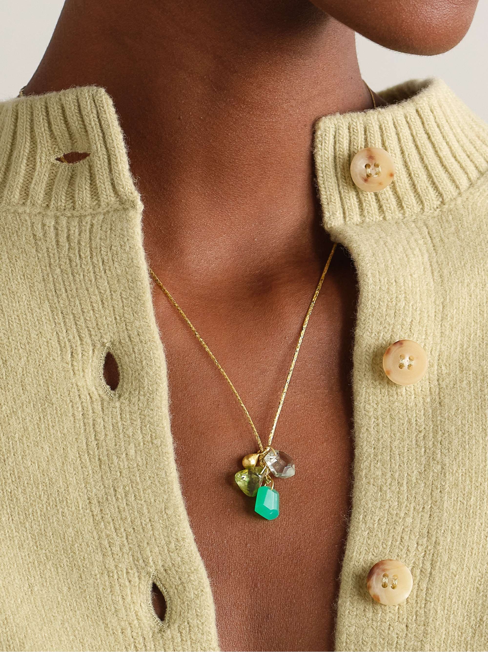 PIPPA SMALL 18-karat gold, cord and multi-stone necklace | NET-A-PORTER