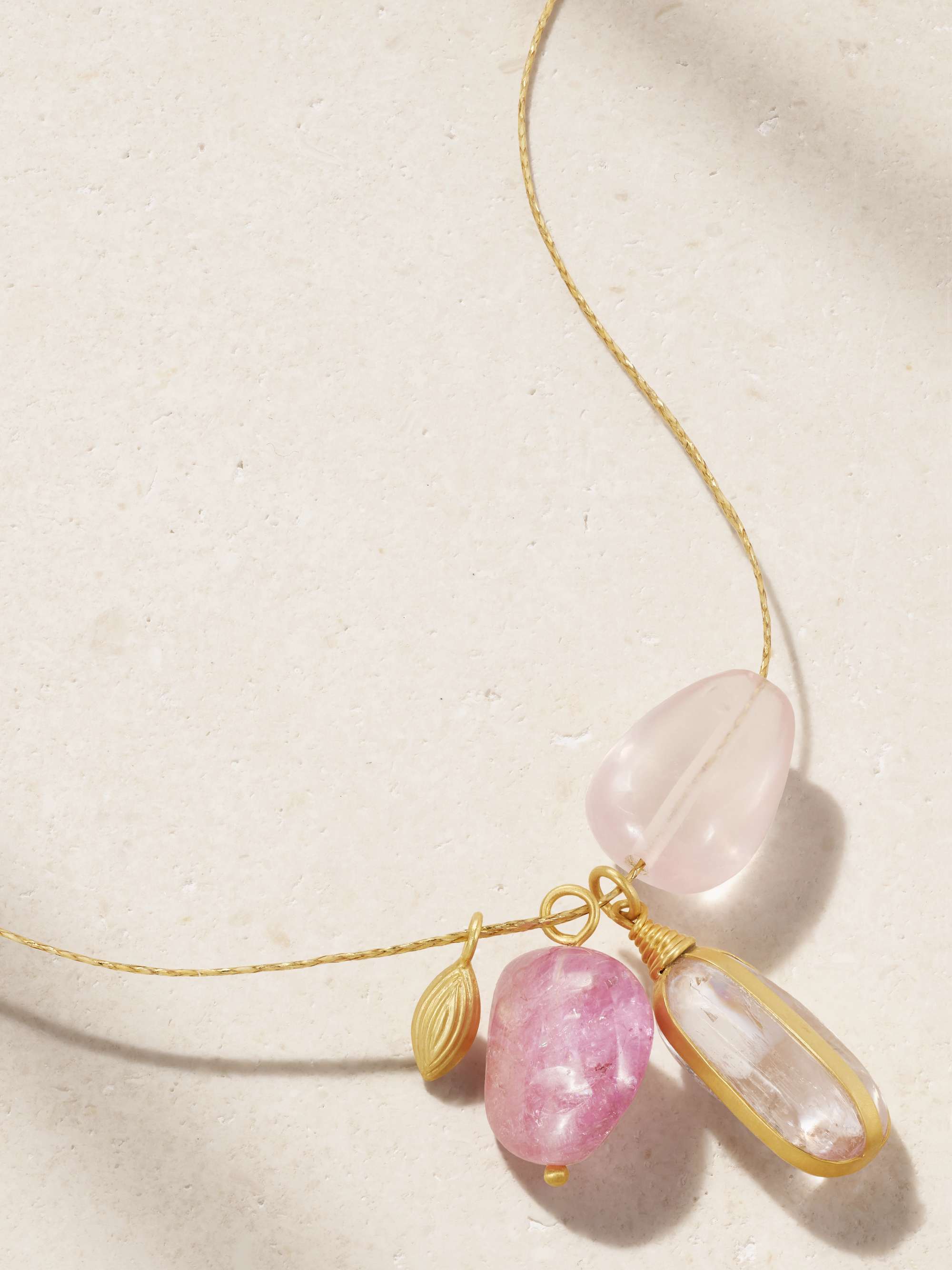 PIPPA SMALL 18-karat gold, cord and multi-stone necklace | NET-A-PORTER