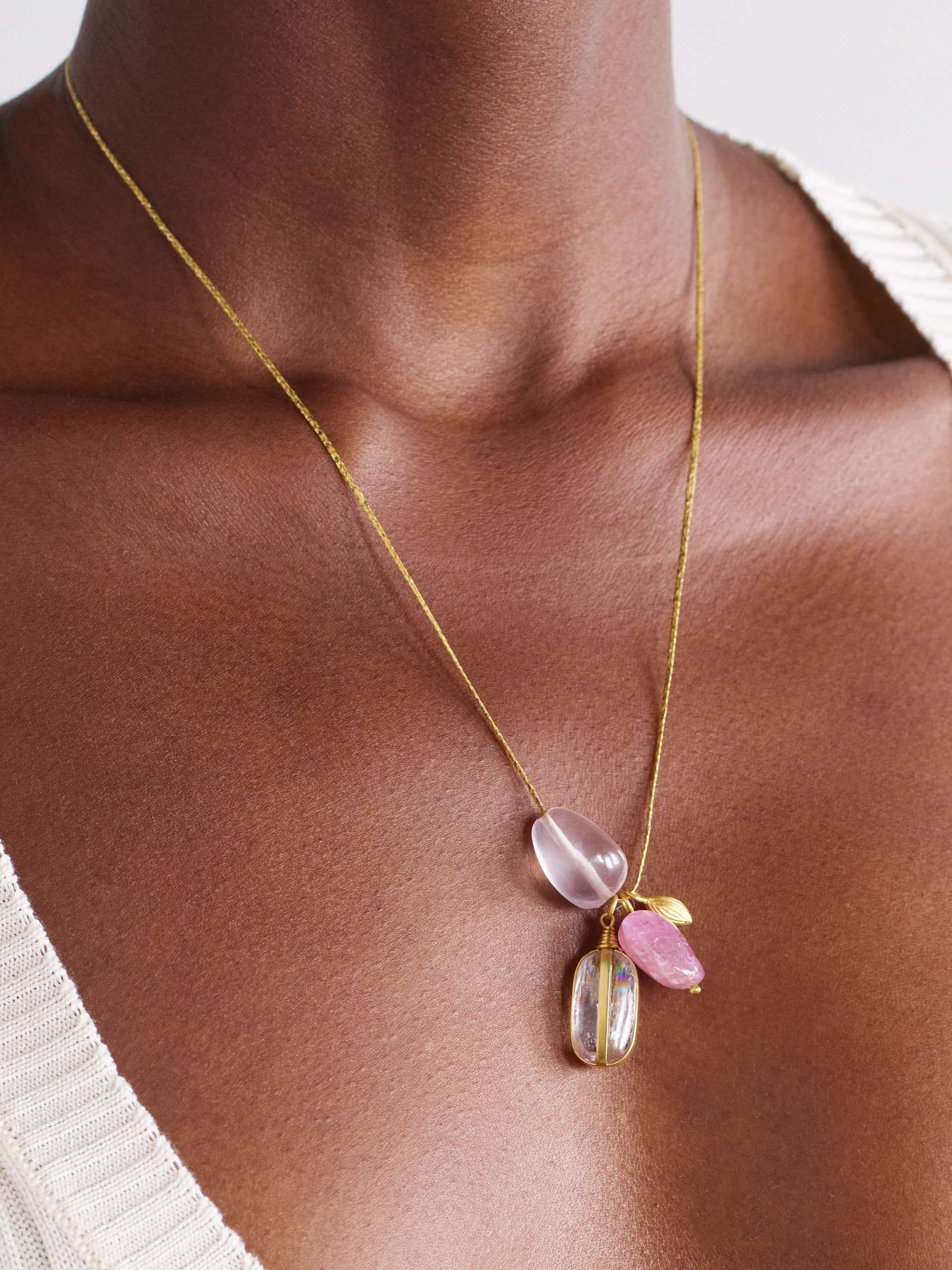 PIPPA SMALL 18-karat gold, cord and multi-stone necklace | NET-A-PORTER