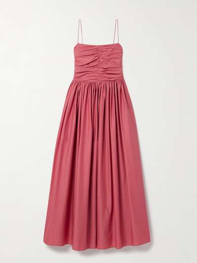 MATTEAU Gathered organic cotton and silk-blend midi dress | NET-A-PORTER