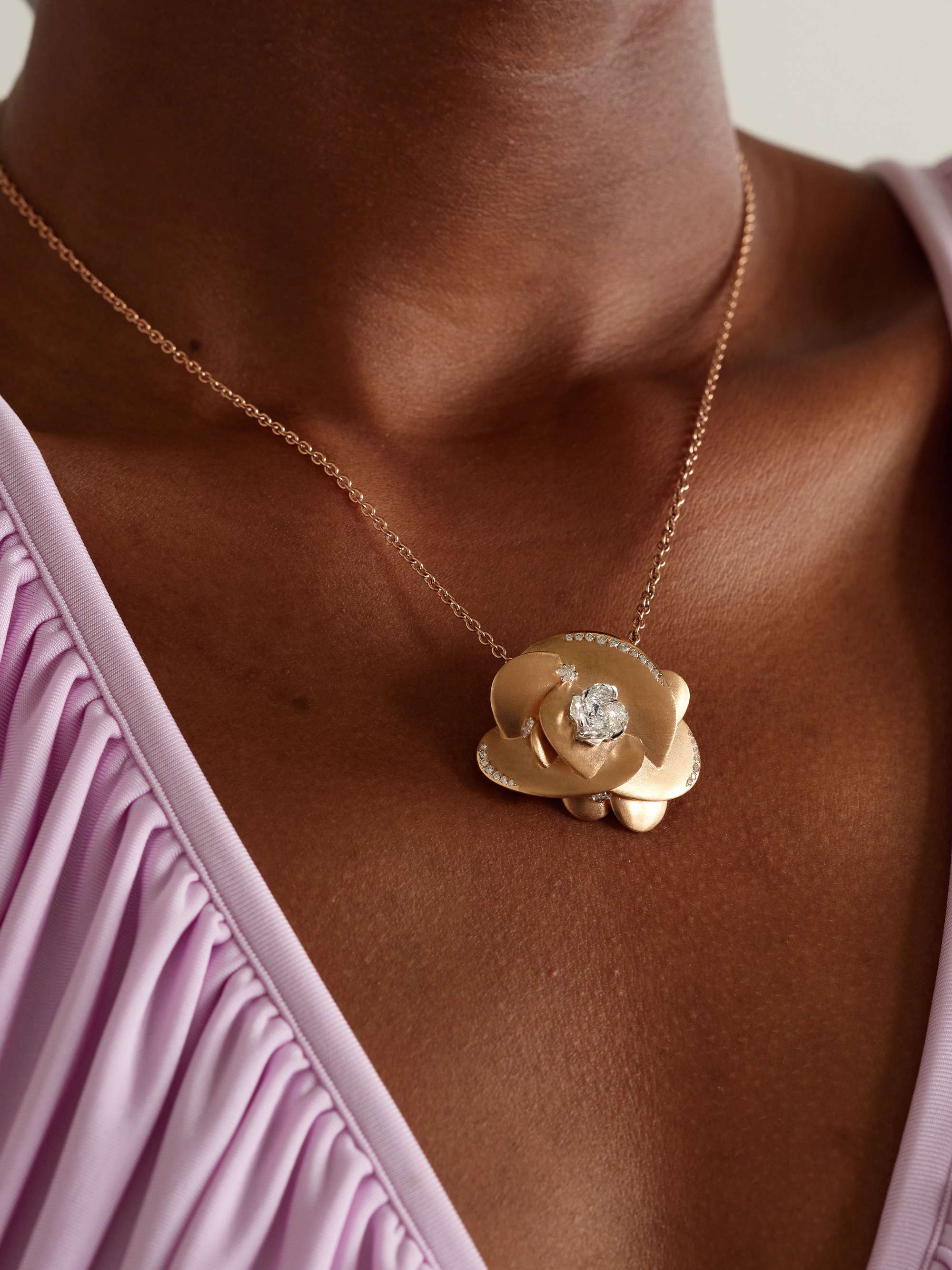 BOGHOSSIAN Desert Rose 18-karat rose gold diamond convertible necklace ...