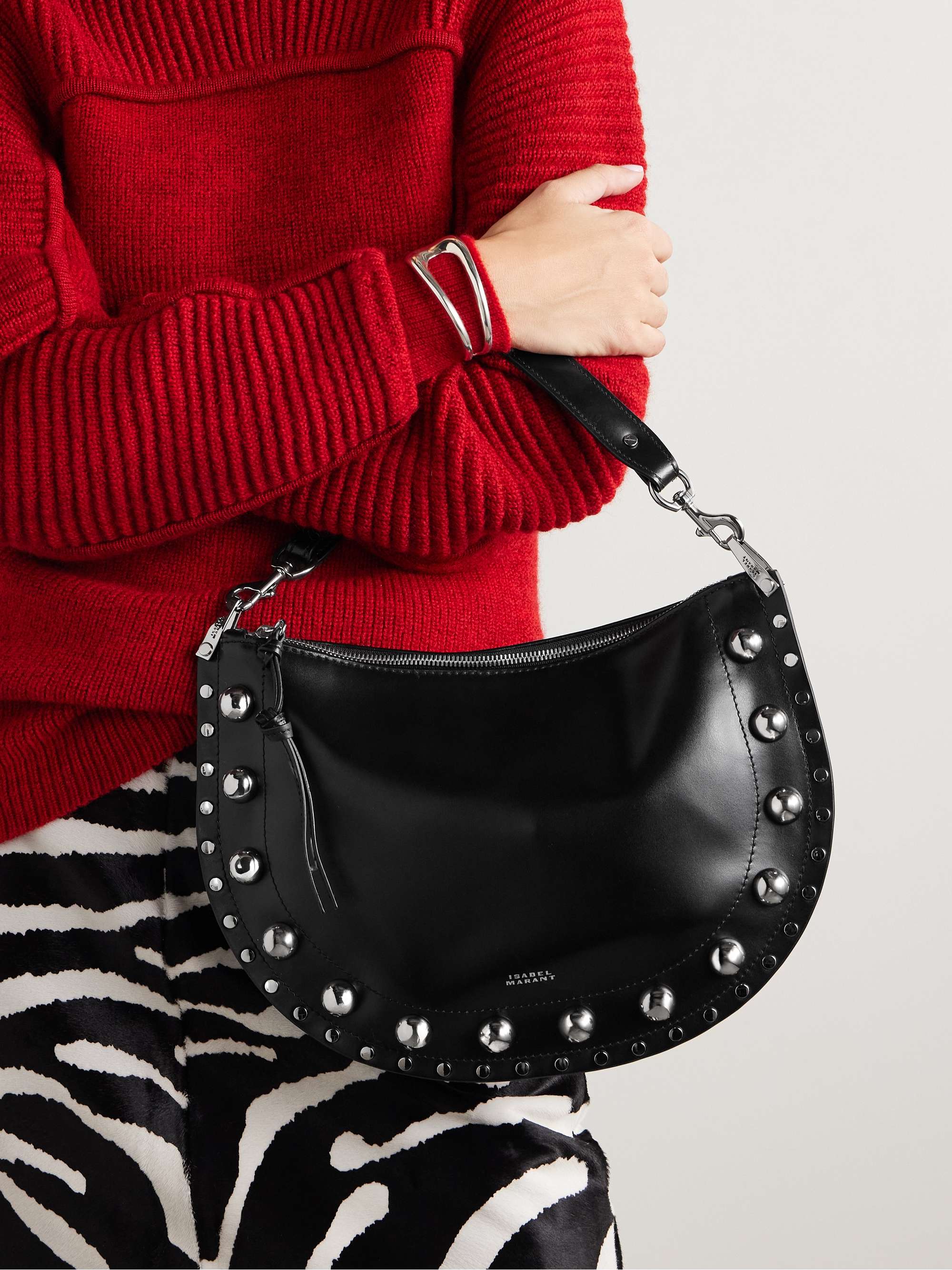 ISABEL MARANT Oskan studded leather shoulder bag | NET-A-PORTER