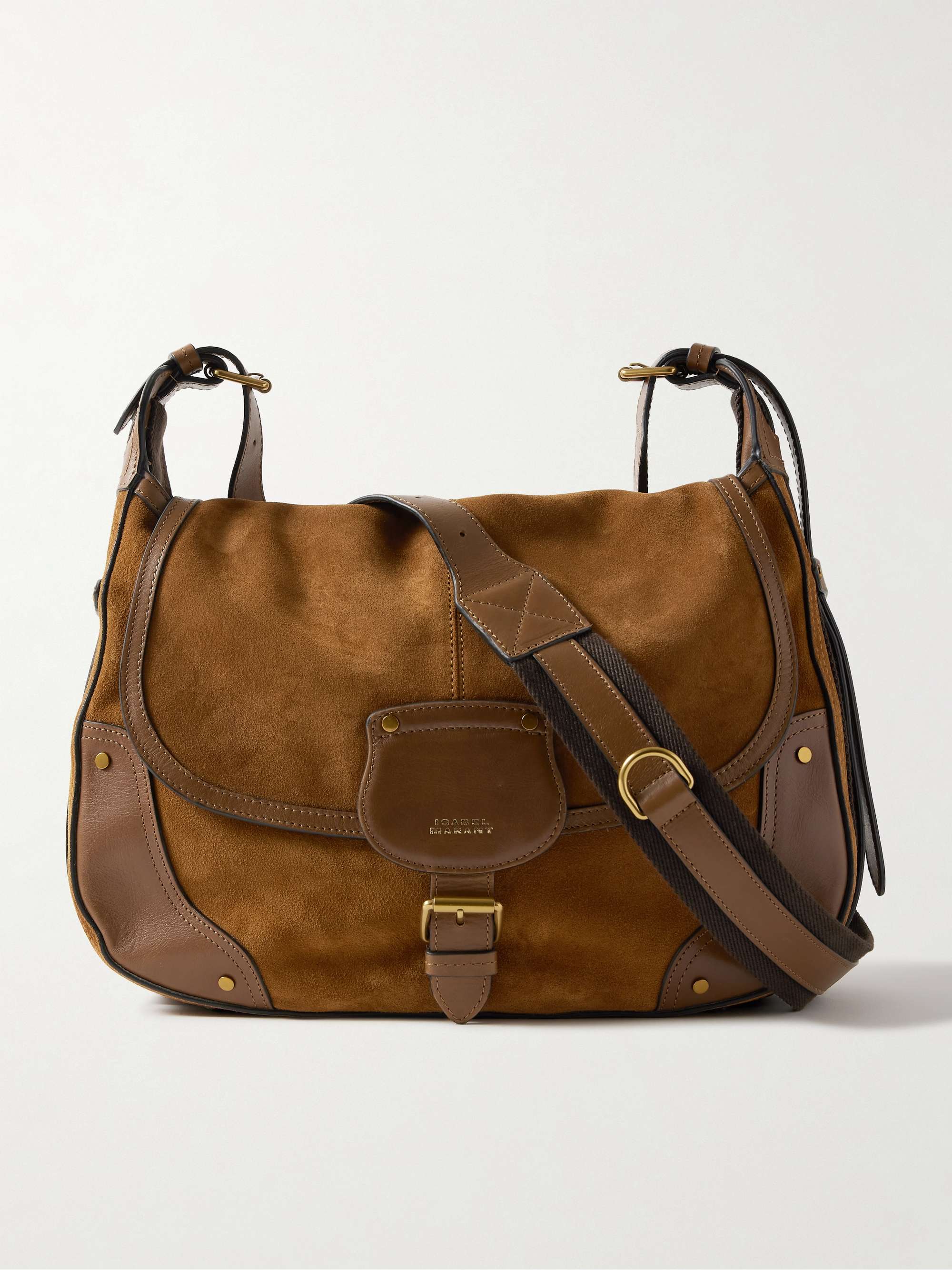 ISABEL MARANT Sierra leather-trimmed suede shoulder bag | NET-A-PORTER