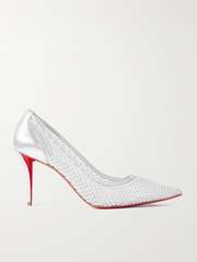 CHRISTIAN LOUBOUTIN Apostropha 80 crystal-embellished mesh pumps | NET ...