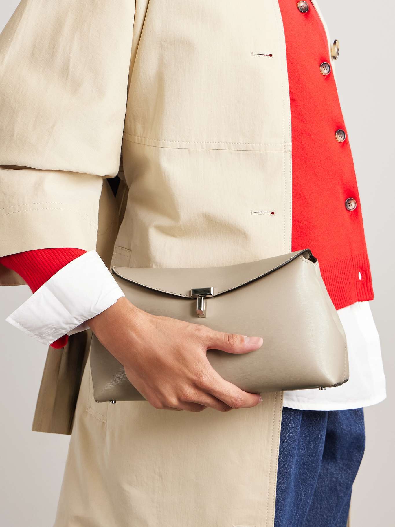 TOTEME T-Lock leather clutch | NET-A-PORTER