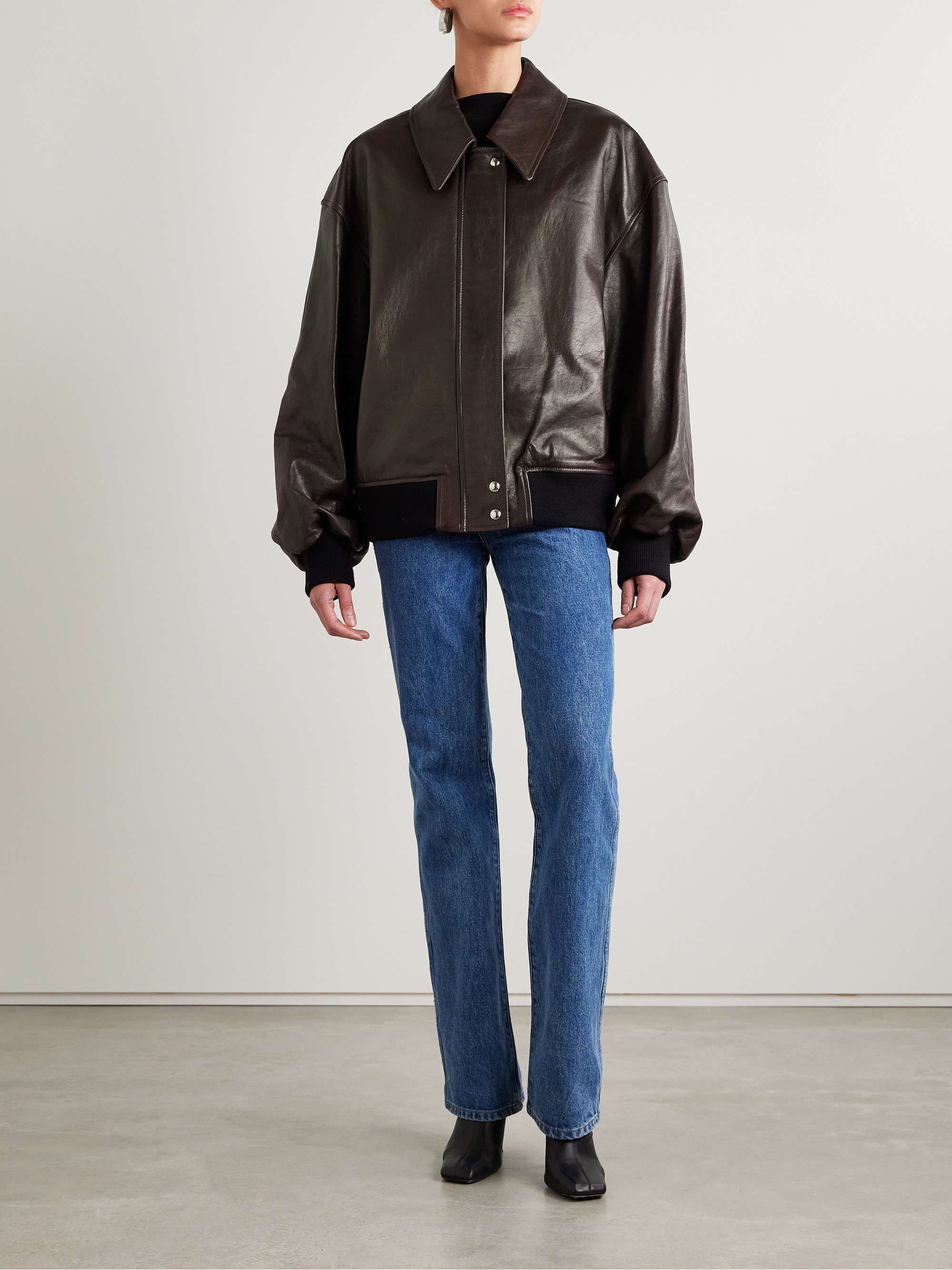 KHAITE Shelman leather bomber jacket | NET-A-PORTER