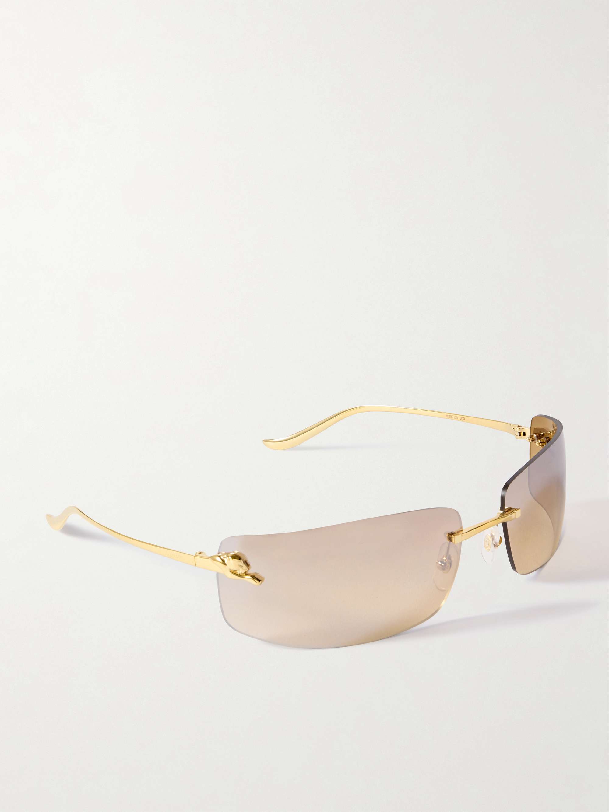 CARTIER EYEWEAR Panthère de Cartier rectangle-frame rimless gold-tone ...