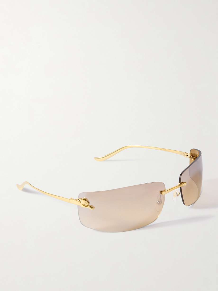 CARTIER EYEWEAR Panthère de Cartier rectangle-frame rimless gold-tone ...