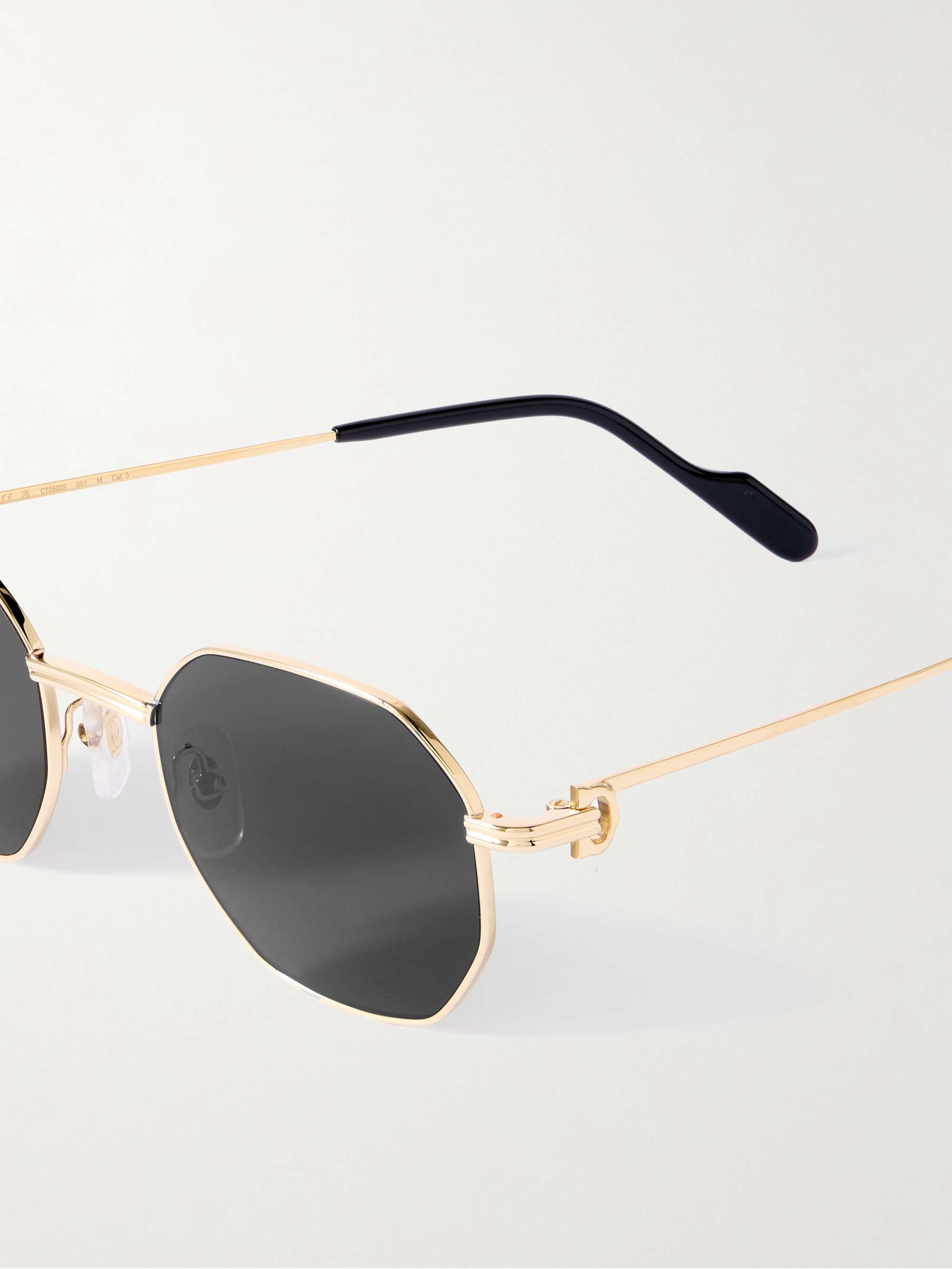 CARTIER EYEWEAR Hexagon-frame gold-tone sunglasses | NET-A-PORTER