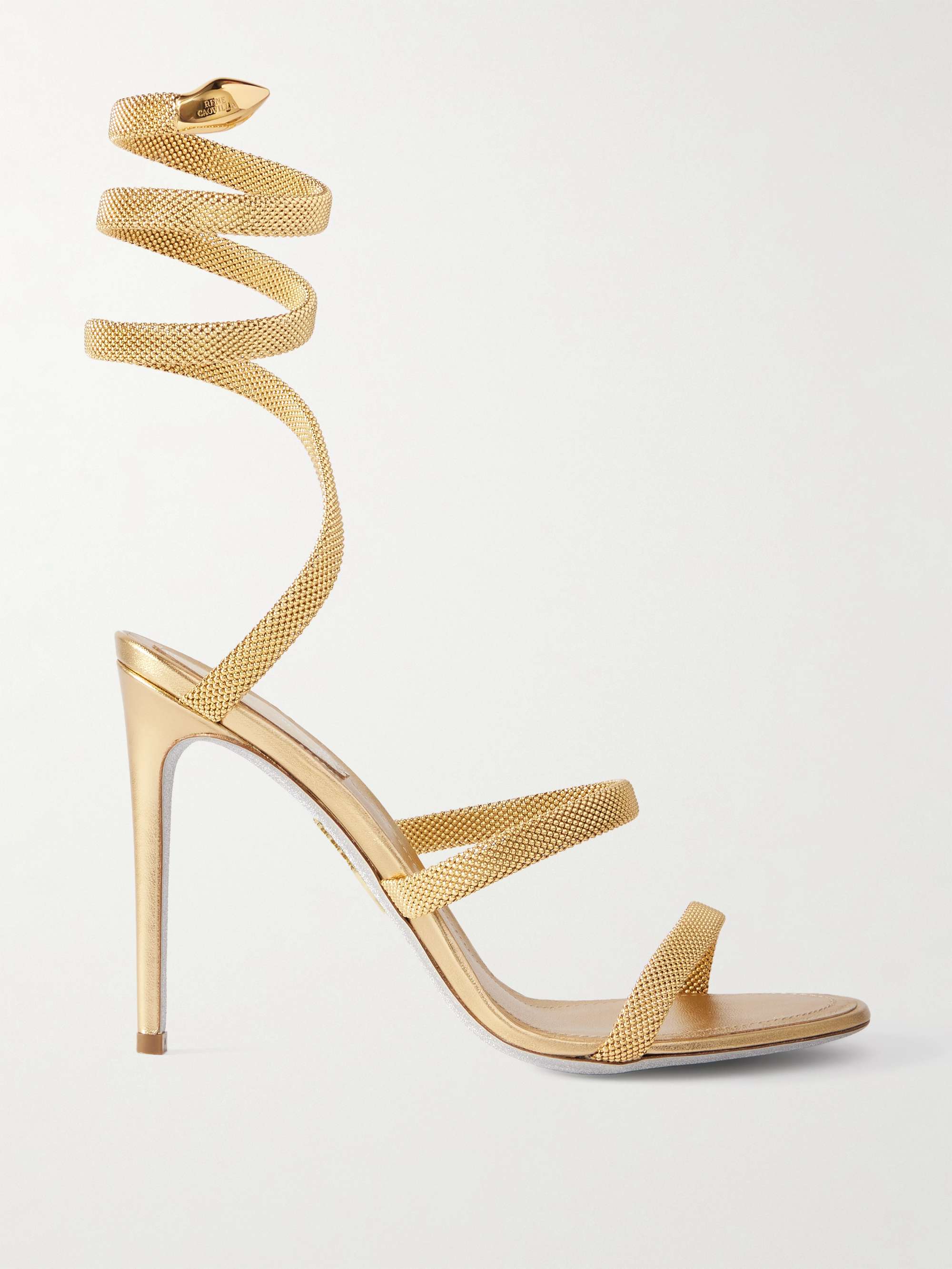 RENÉ CAOVILLA Trigold Cleo gold-tone and leather sandals | NET-A-PORTER