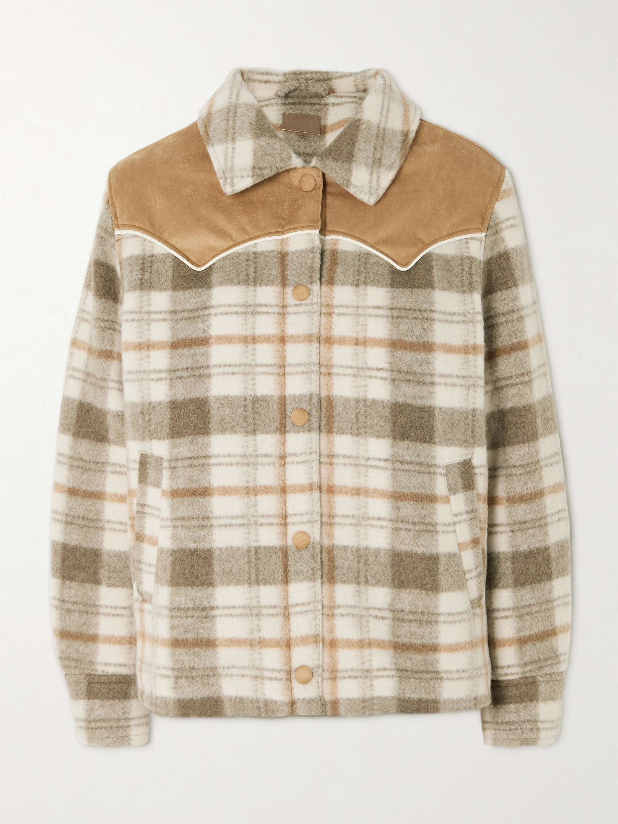 MOTHER After School faux suede-trimmed checked fleece jacket | NET-A-PORTER