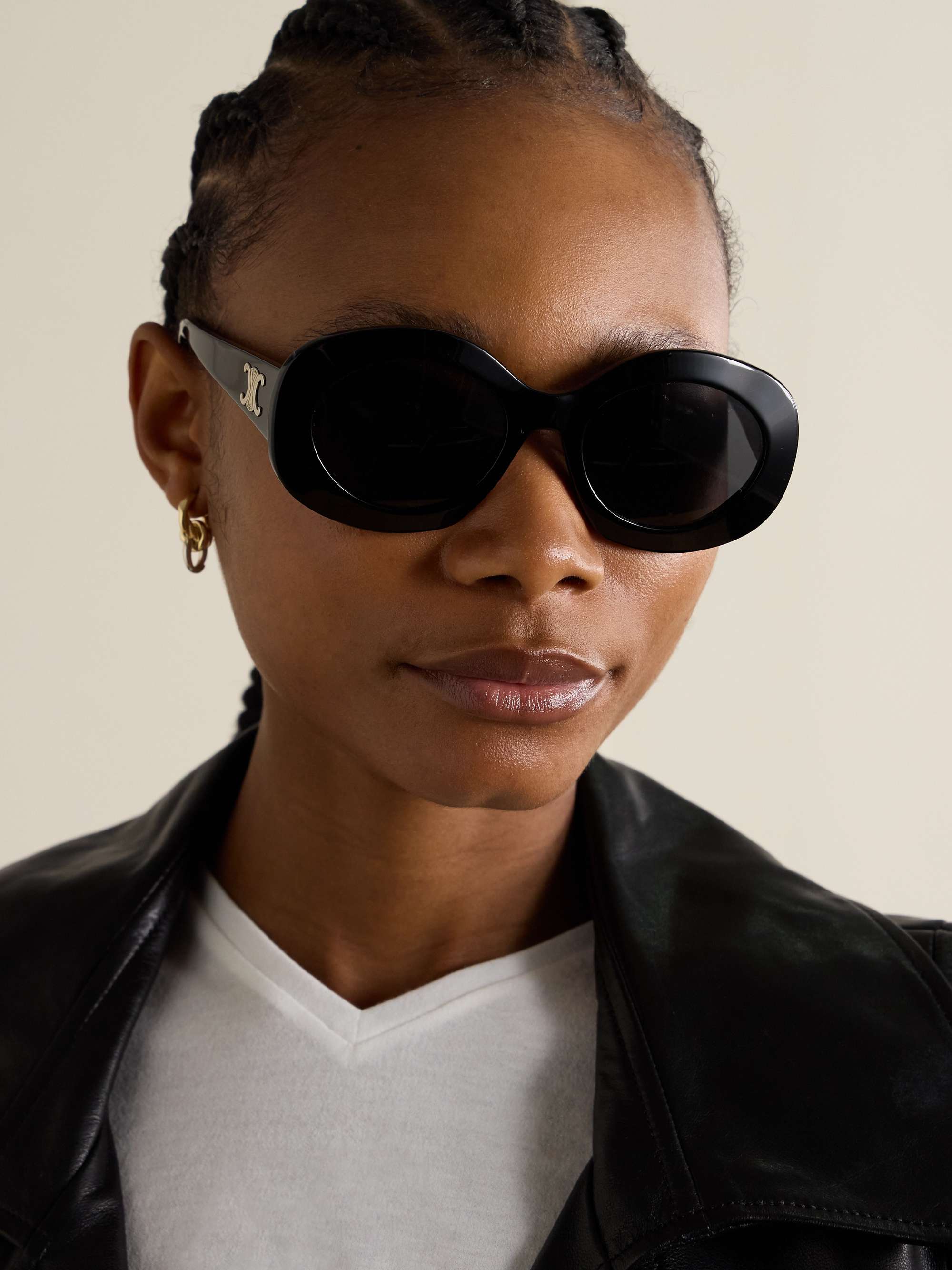 CELINE EYEWEAR Triomphe oversized round-frame acetate sunglasses | NET ...