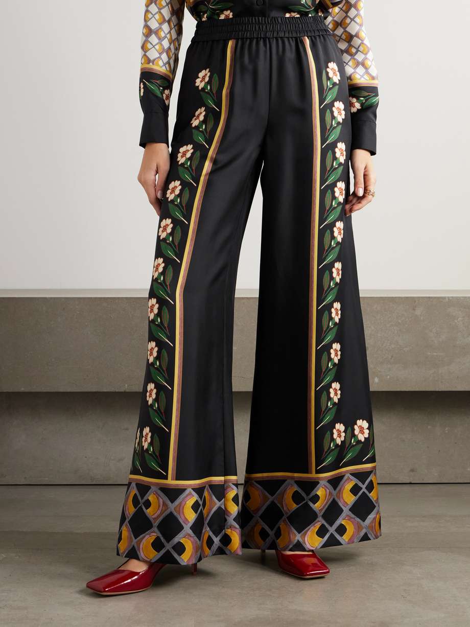 LA DOUBLEJ Icon Palazzo printed silk-twill wide-leg pants | NET-A-PORTER