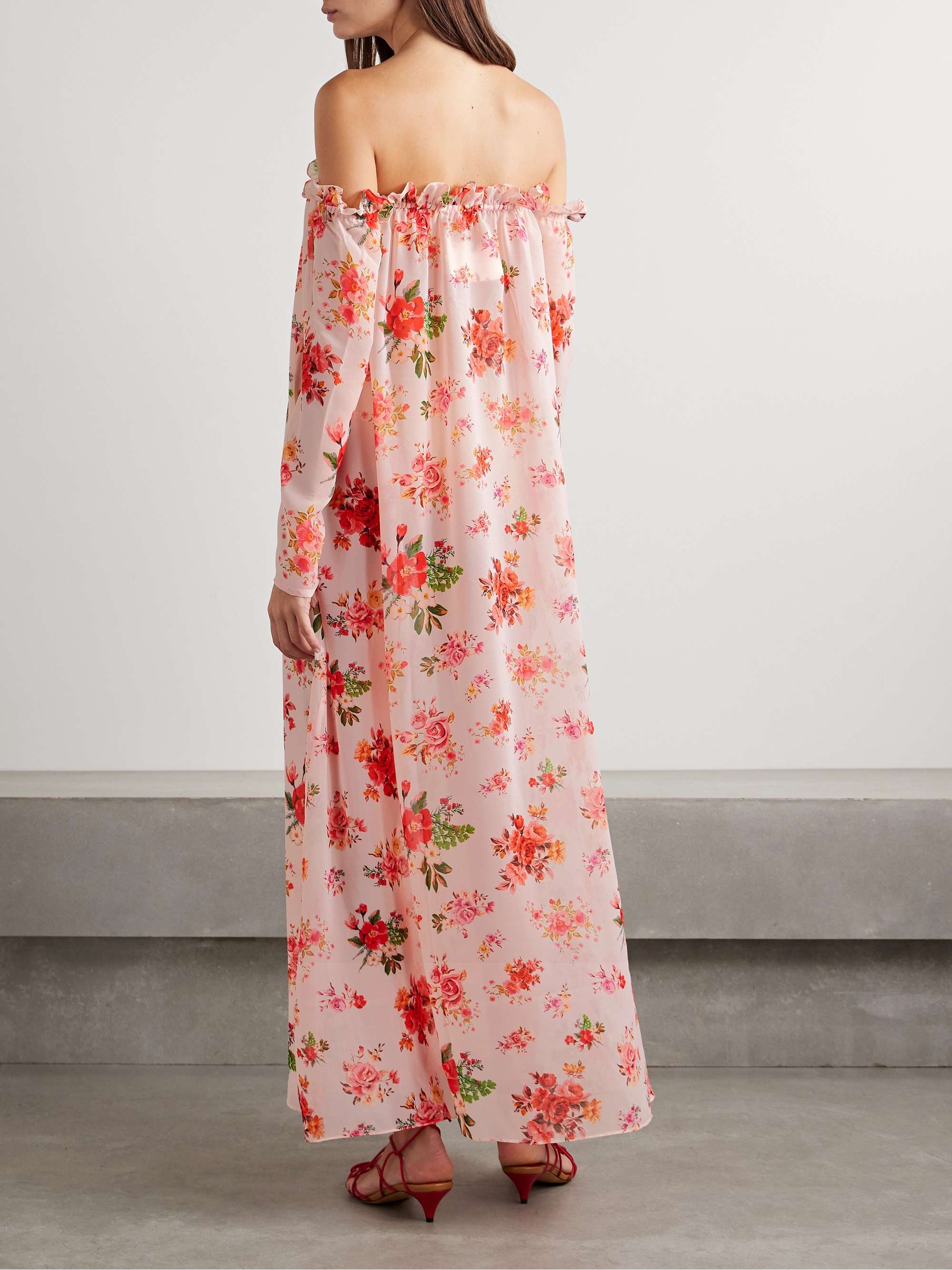 KIKA VARGAS Dede off-the-shoulder ruffled floral-print crepe de chine ...