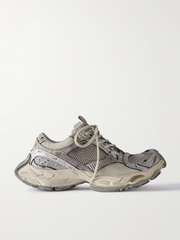 BALENCIAGA Stapler distressed mesh and rubber sneakers | NET-A-PORTER