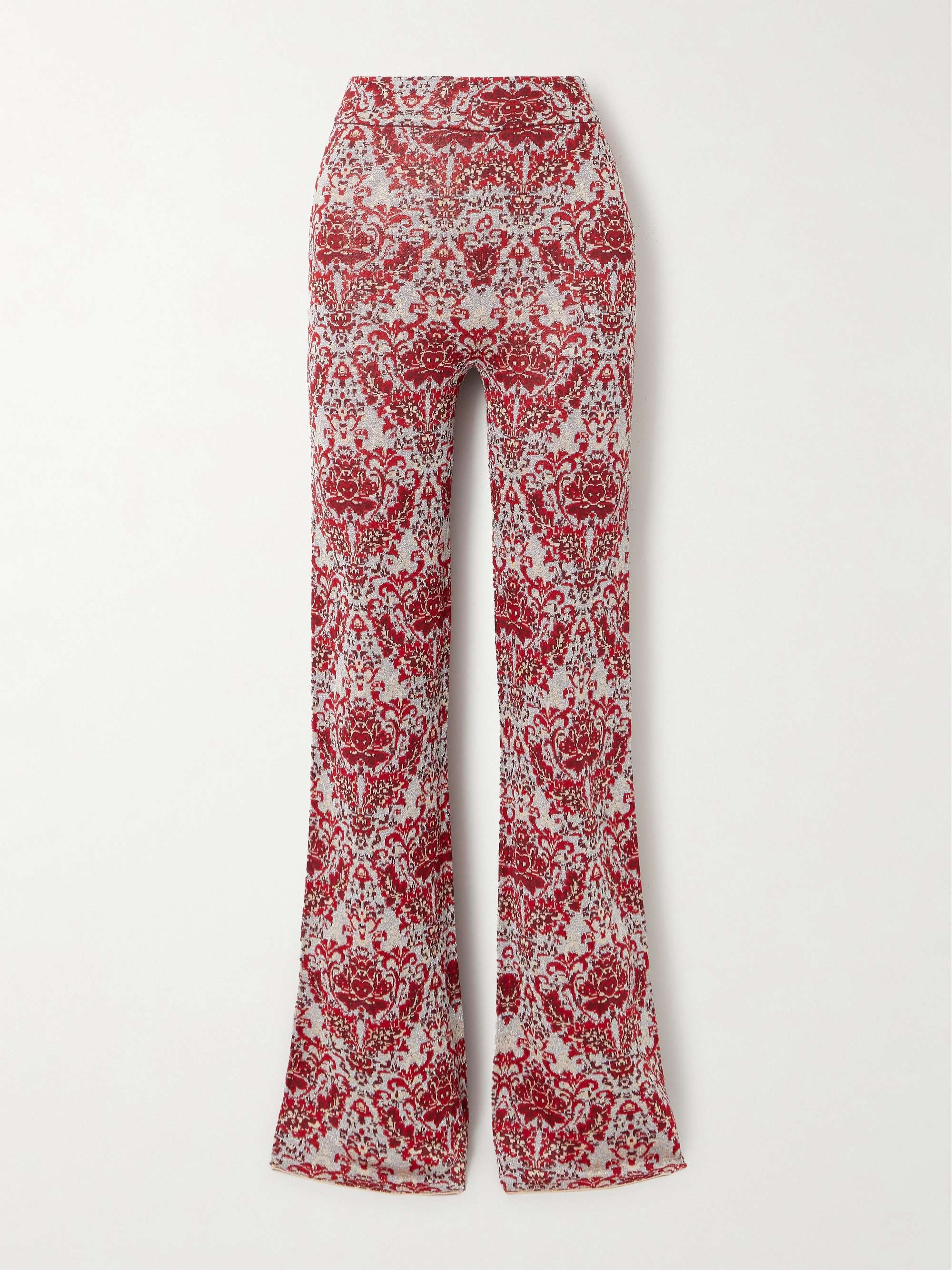 RABANNE Metallic jacquard-knit flared pants | NET-A-PORTER