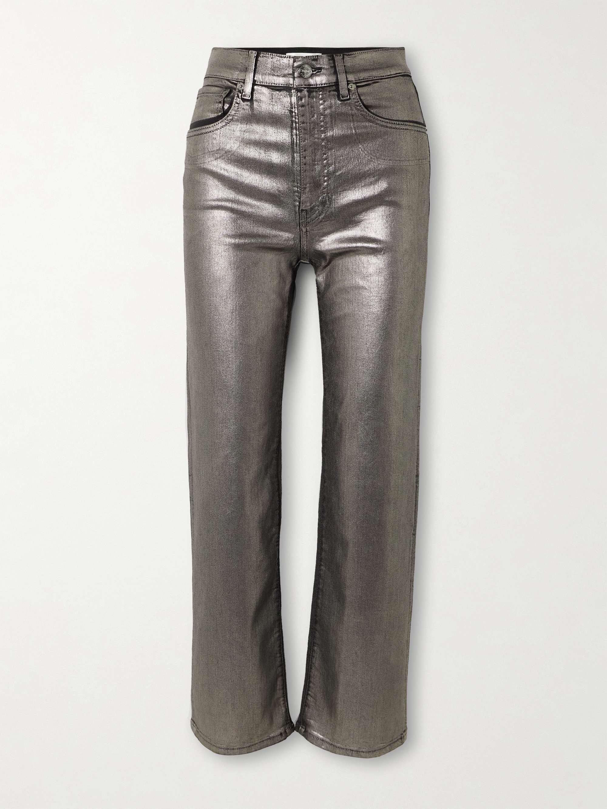 FRAME Le Sleek metallic coated high-rise straight-leg jeans | NET-A-PORTER