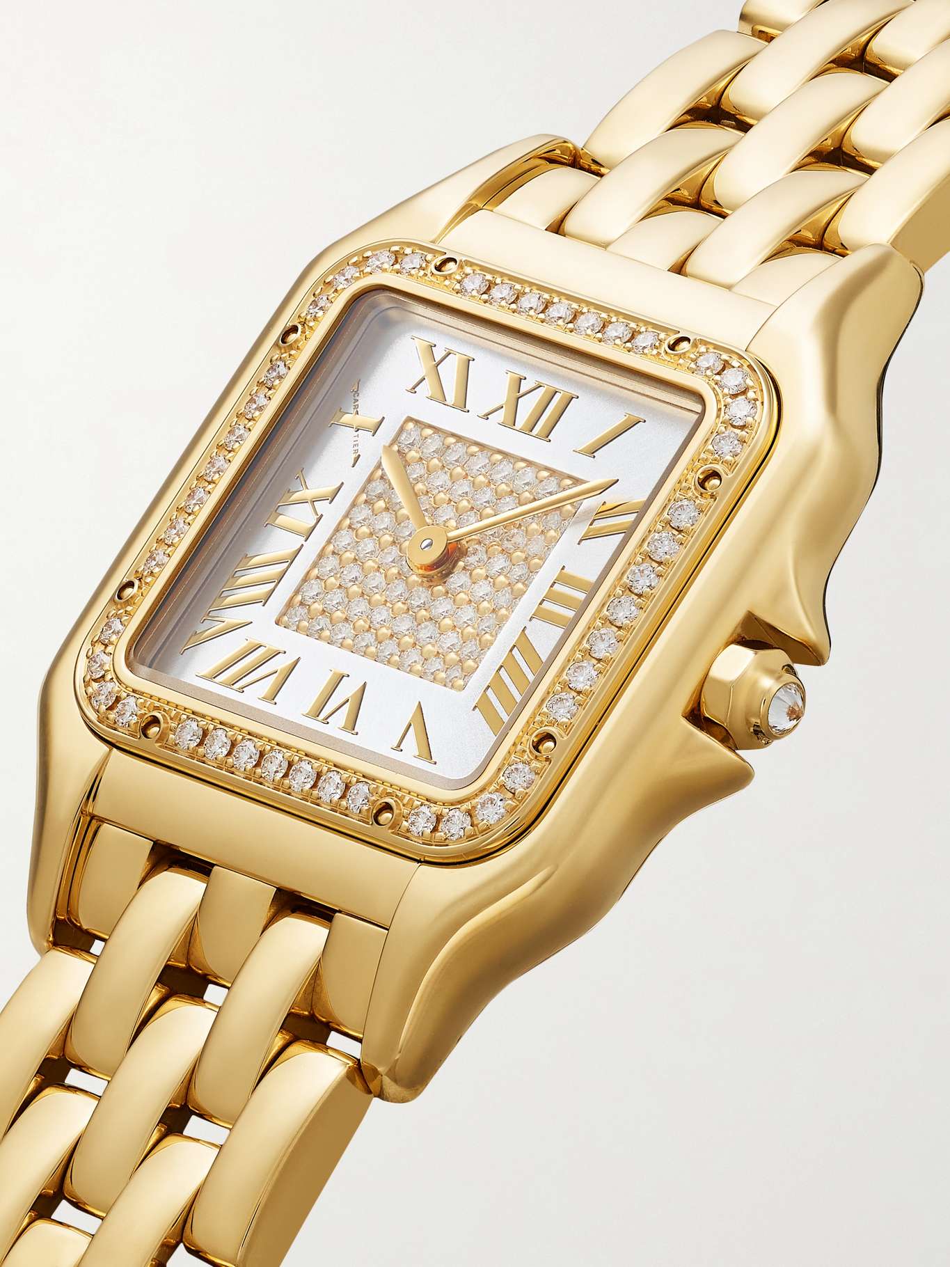 CARTIER Panthère de Cartier medium 27mm 18-karat gold diamond watch ...