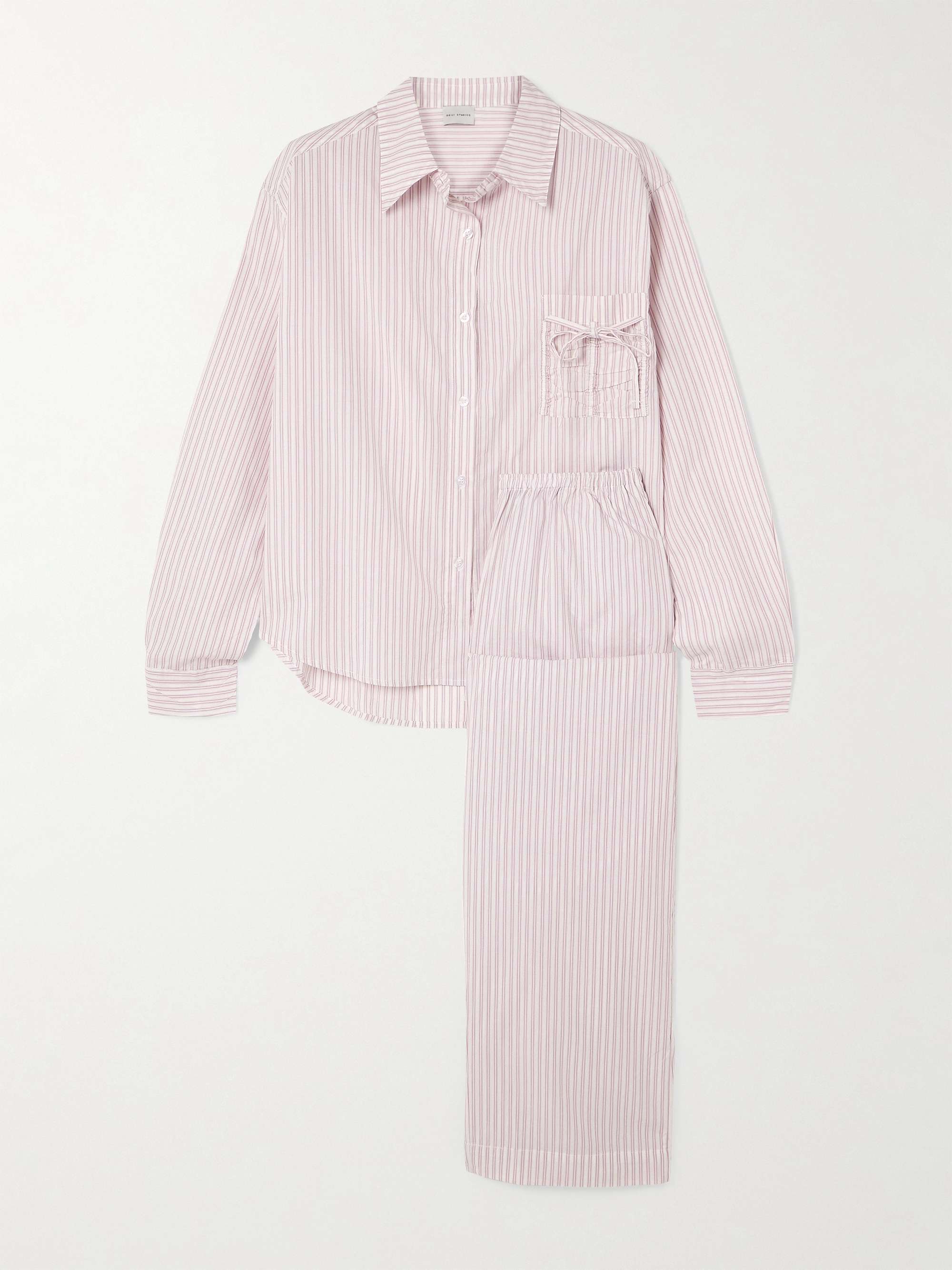 DEIJI STUDIOS Bow-detailed striped organic cotton pajama set | NET-A-PORTER