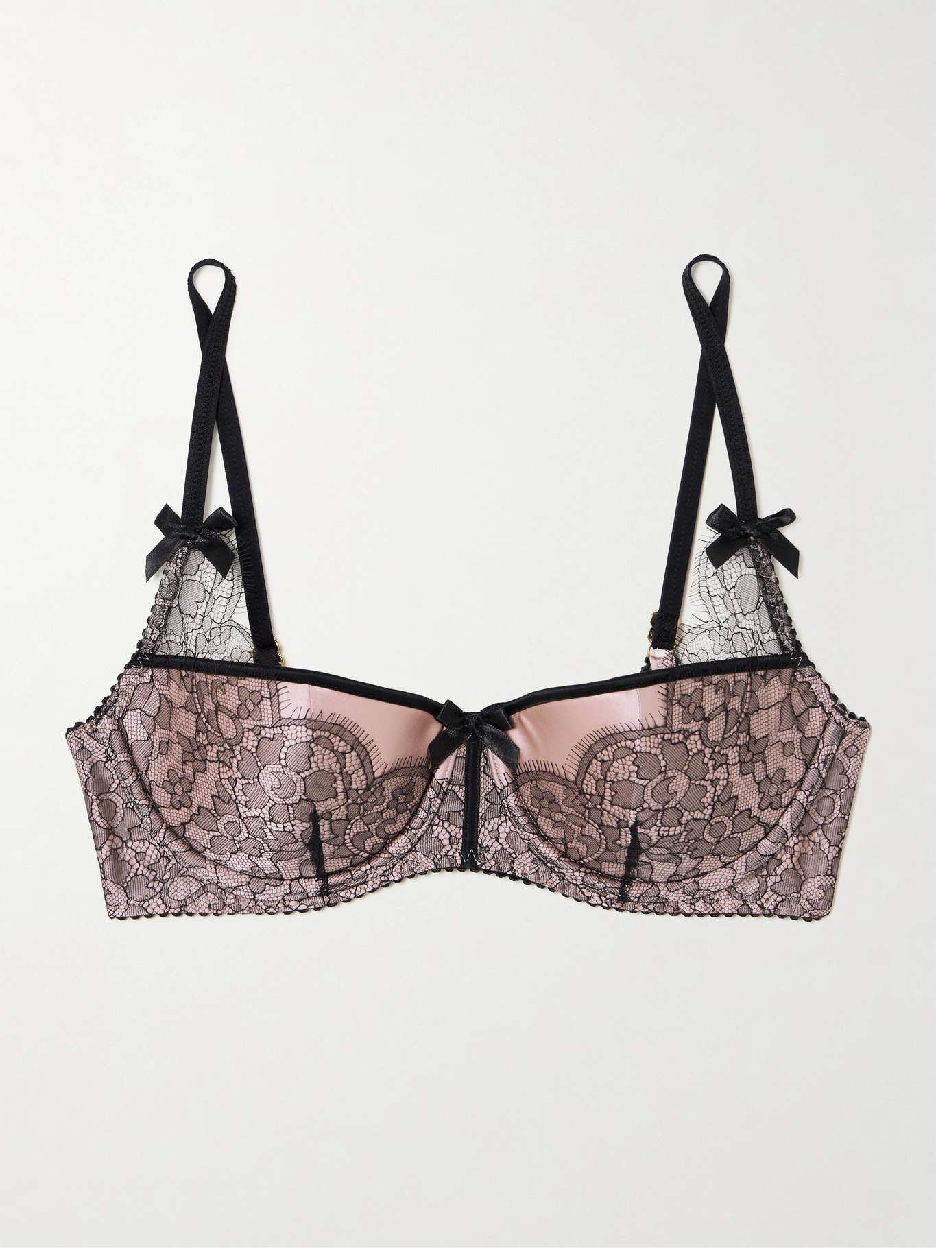 AGENT PROVOCATEUR Sammi bow-embellished Leavers lace-trimmed stretch ...