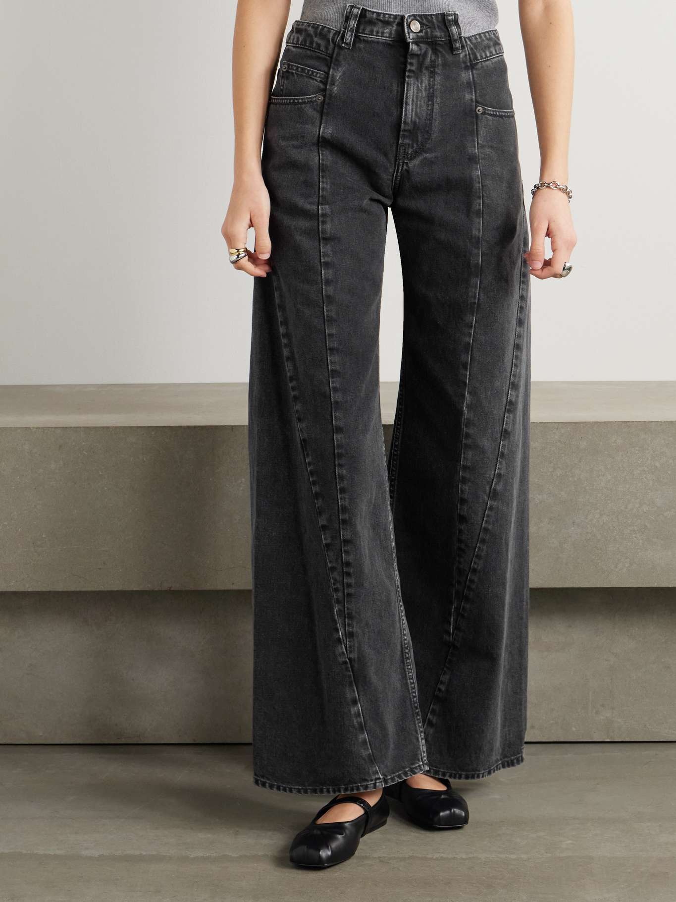 MAISON MARGIELA Paneled high-rise wide-leg jeans | NET-A-PORTER