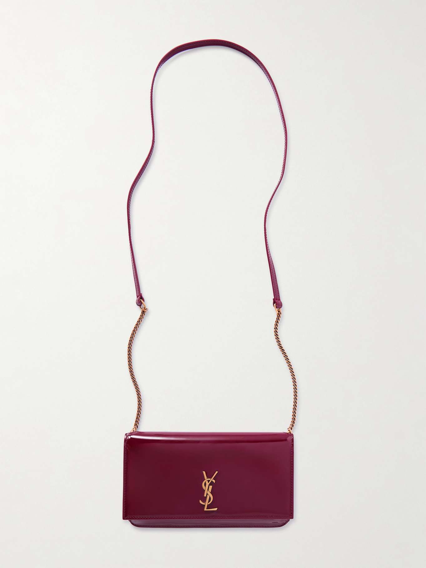 SAINT LAURENT Cassandre Strap patent-leather phone case | NET-A-PORTER