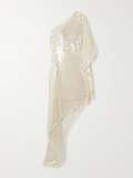 STELLA MCCARTNEY One-shoulder asymmetric sequined mesh dress | NET-A-PORTER
