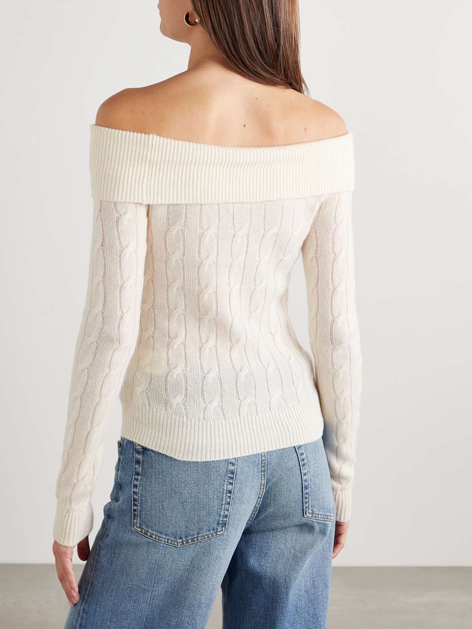 RALPH LAUREN COLLECTION Off-the-shoulder cable-knit cashmere-blend ...