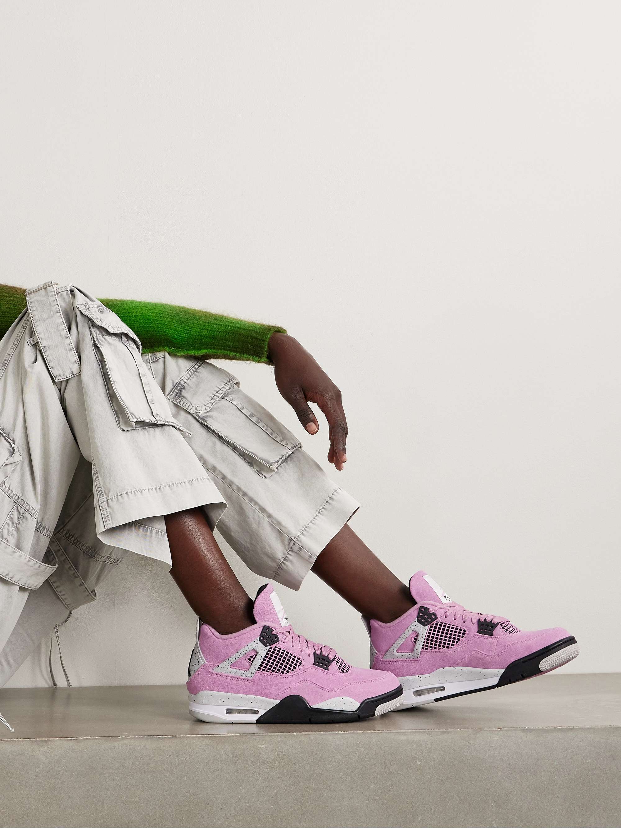 NIKE Air Jordan 4 Retro rubber and mesh-trimmed suede high-top sneakers ...