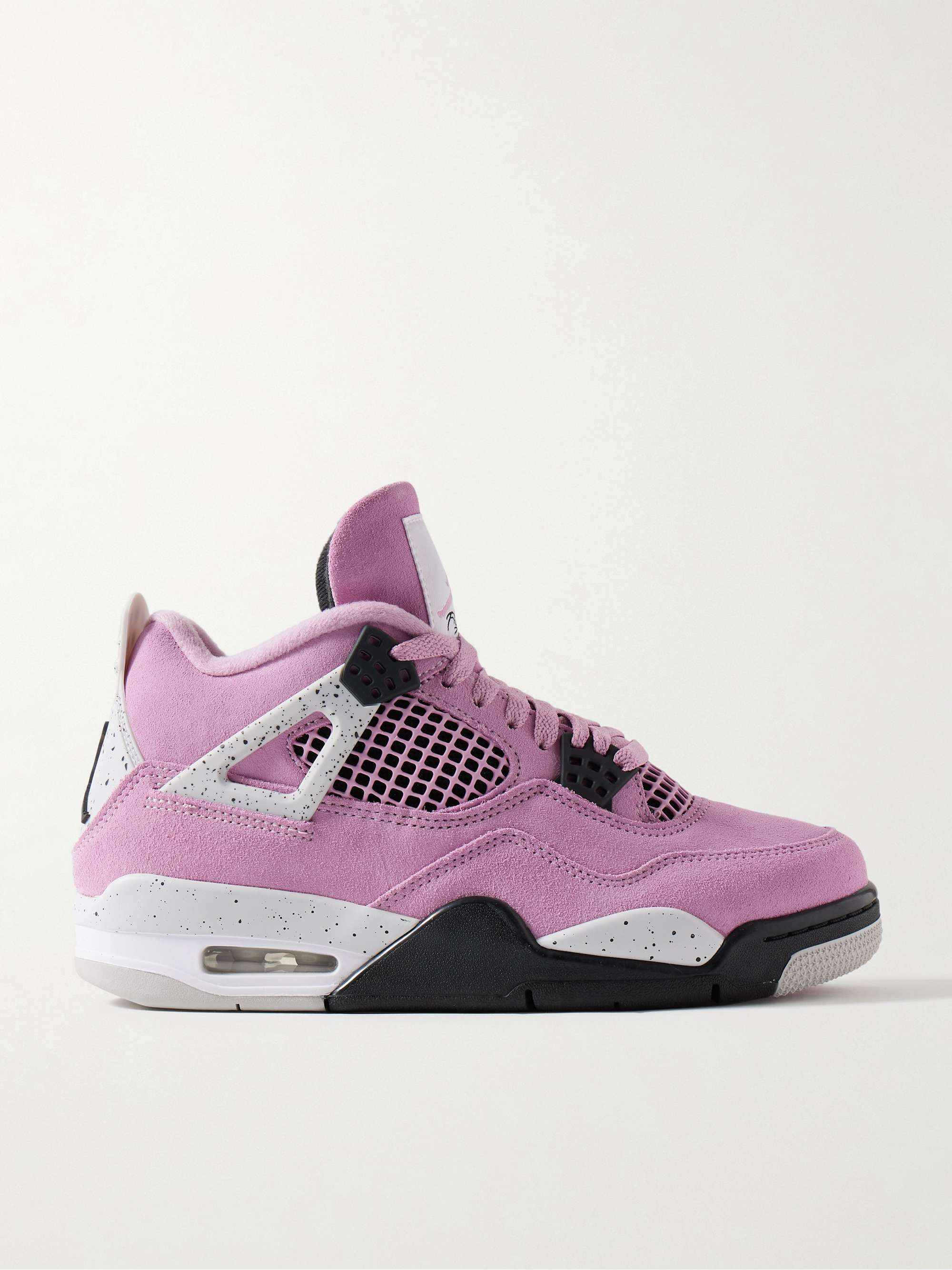 NIKE Air Jordan 4 Retro rubber and mesh-trimmed suede high-top sneakers ...