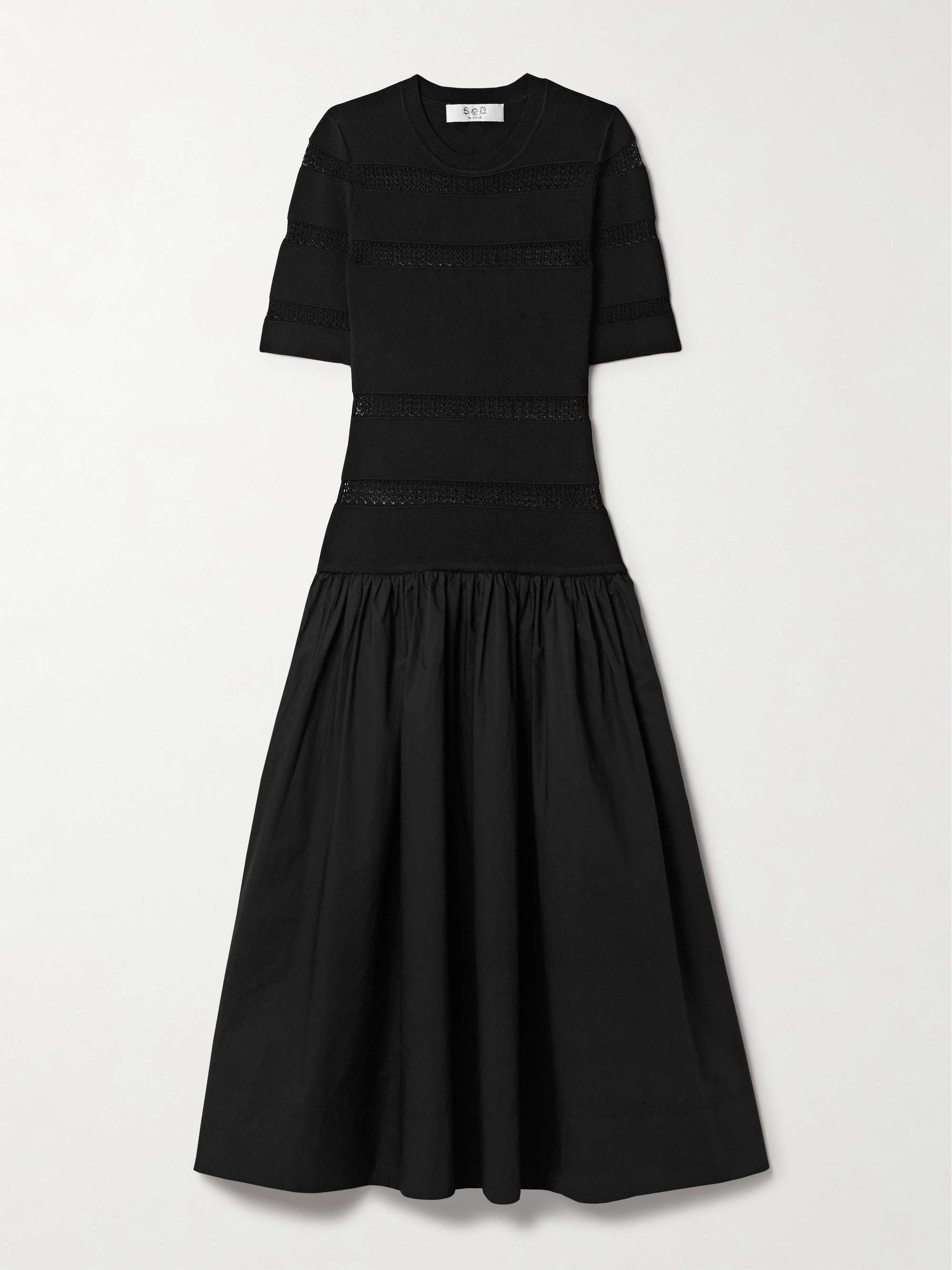 SEA Devon paneled stretch-knit and cotton maxi dress | NET-A-PORTER