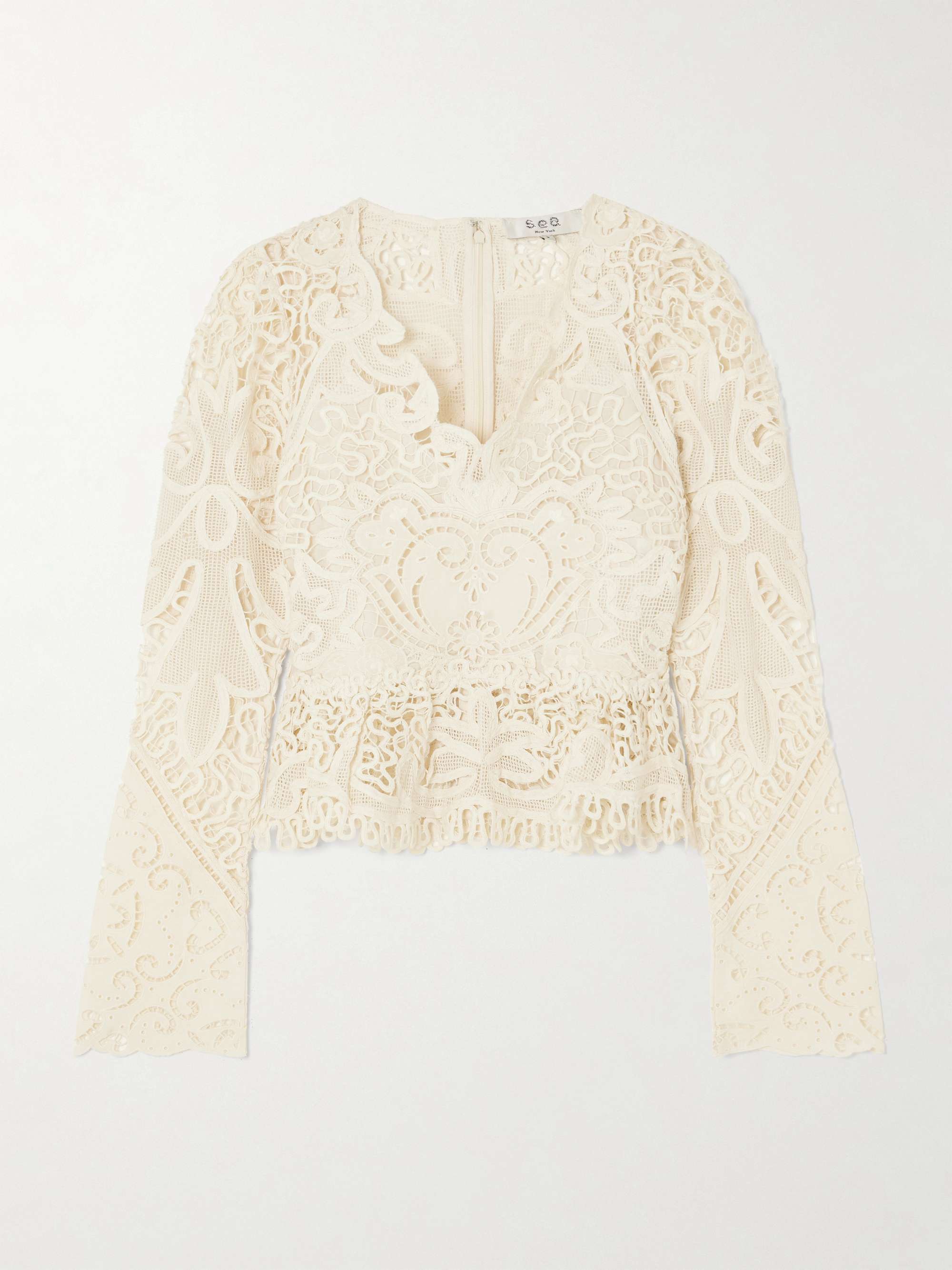 SEA Gianna scalloped guipure lace top | NET-A-PORTER