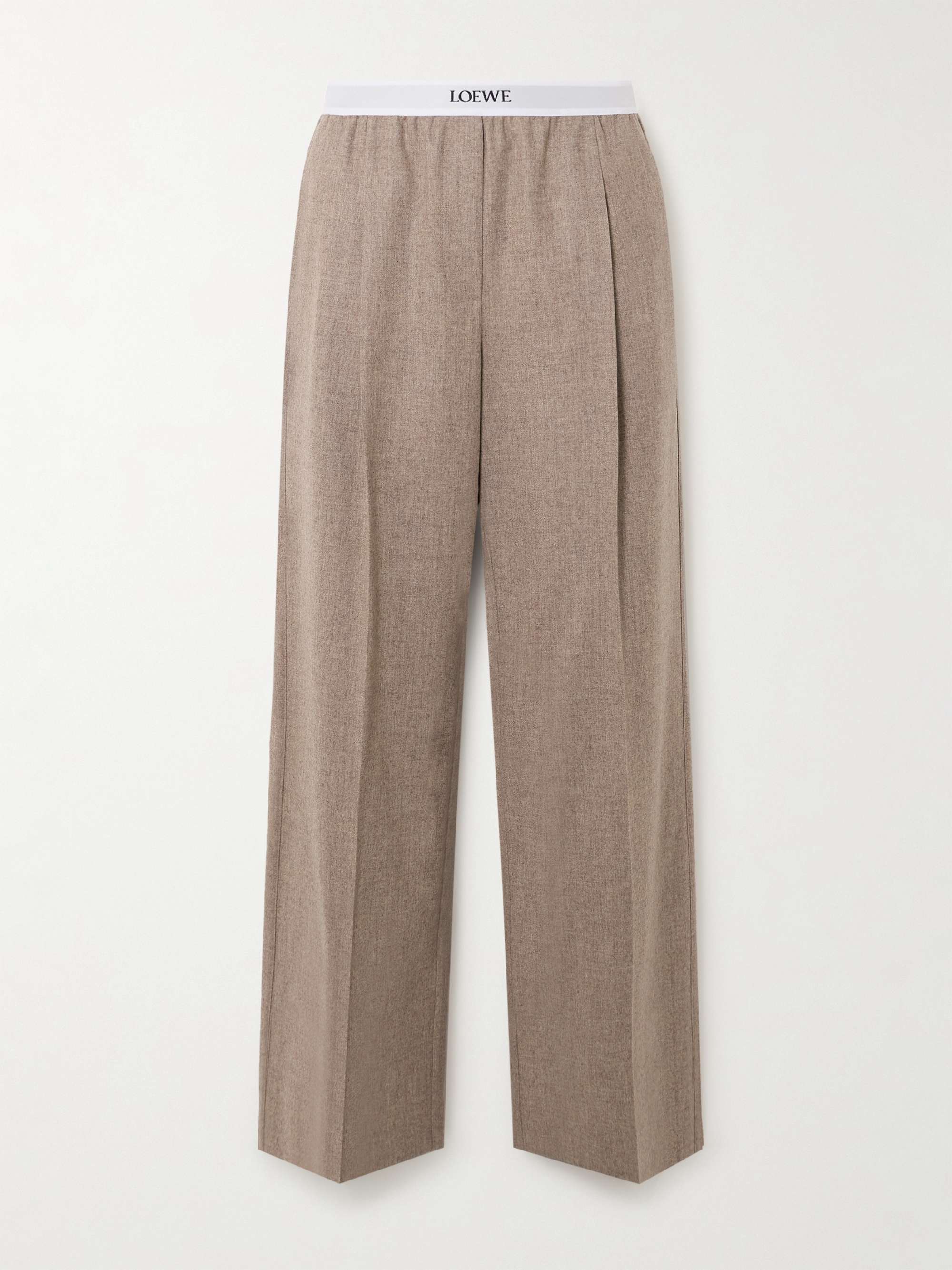 LOEWE Stretch jacquard-trimmed pleated wool and cashmere-blend straight ...